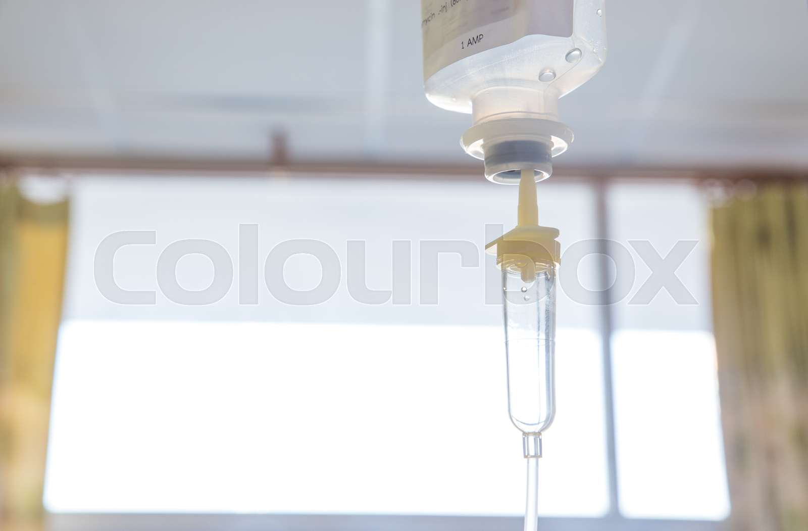 Saline bag and saline for intravenous infusion for patient in hospital ...