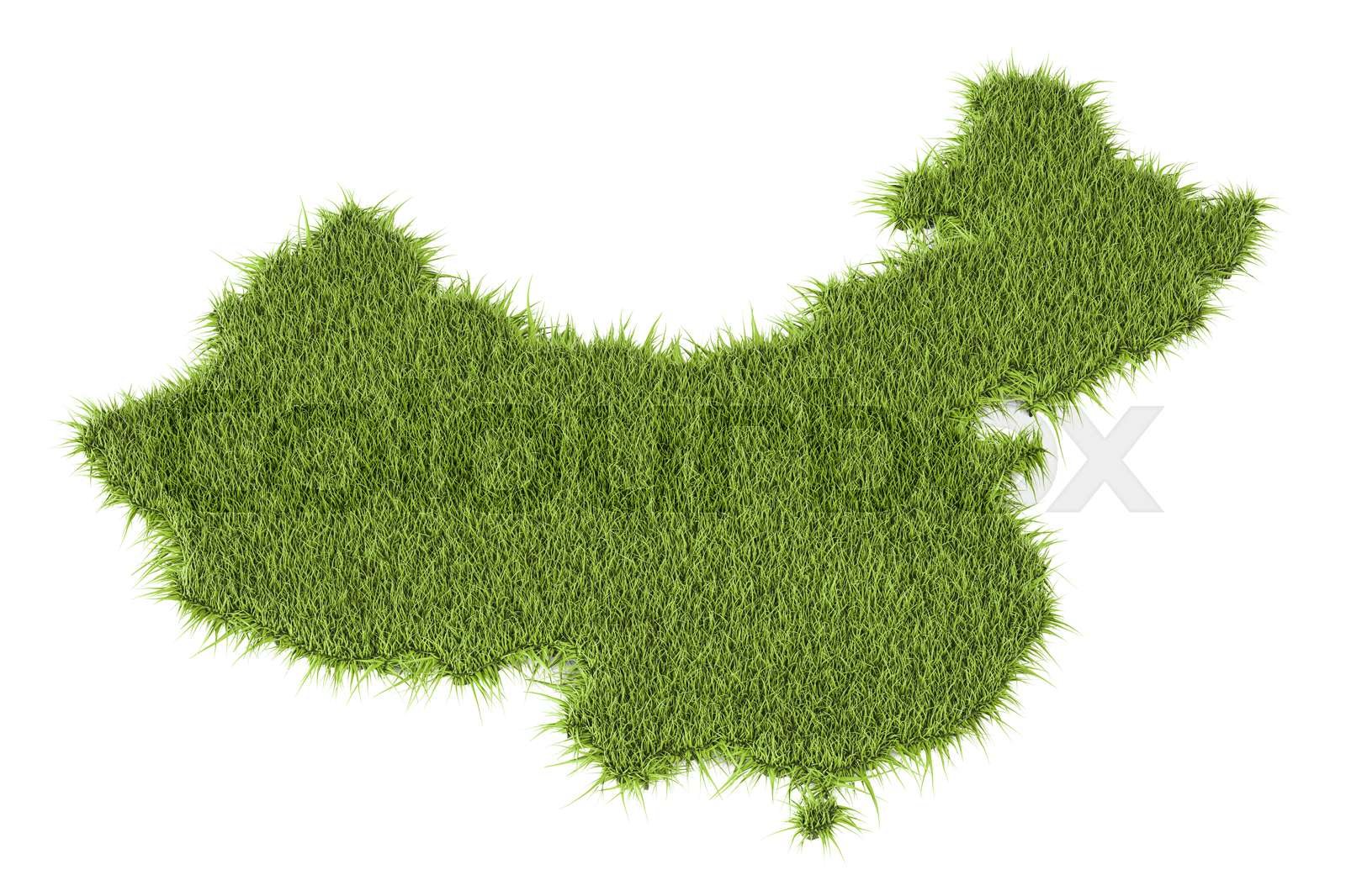 China map from green grass, 3D rendering | Stock image | Colourbox