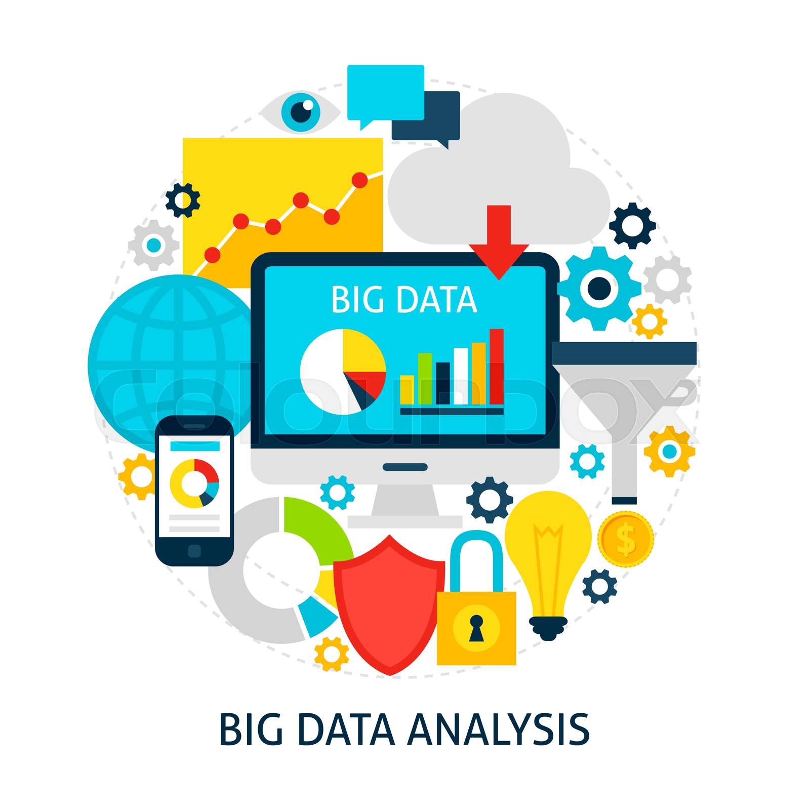 Big Data Analysis Flat Concept | Stock vector | Colourbox