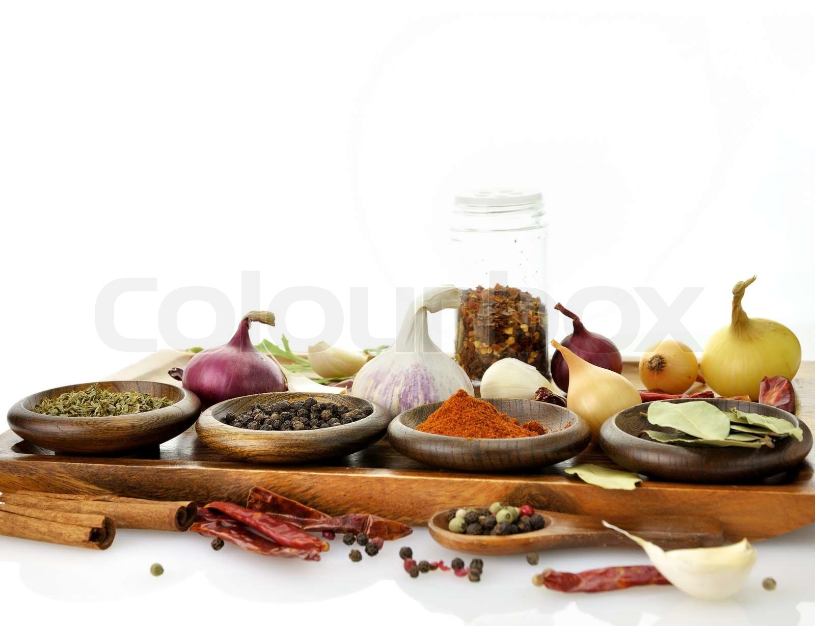 Spices Assortment On A Cutting Board, Close Up | Stock image | Colourbox