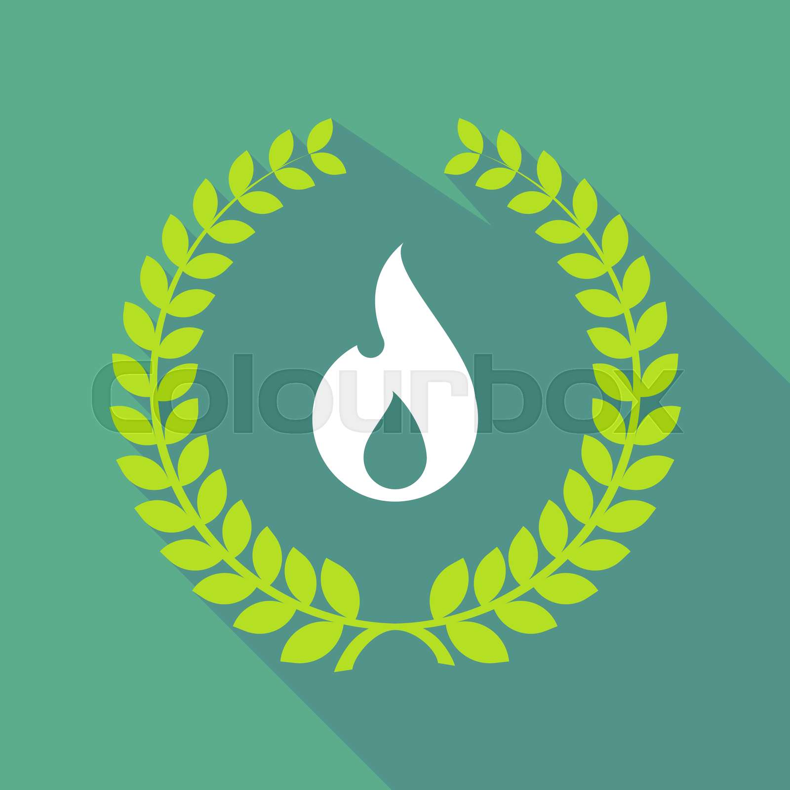 Long shadow laurel wreath with a flame | Stock vector | Colourbox