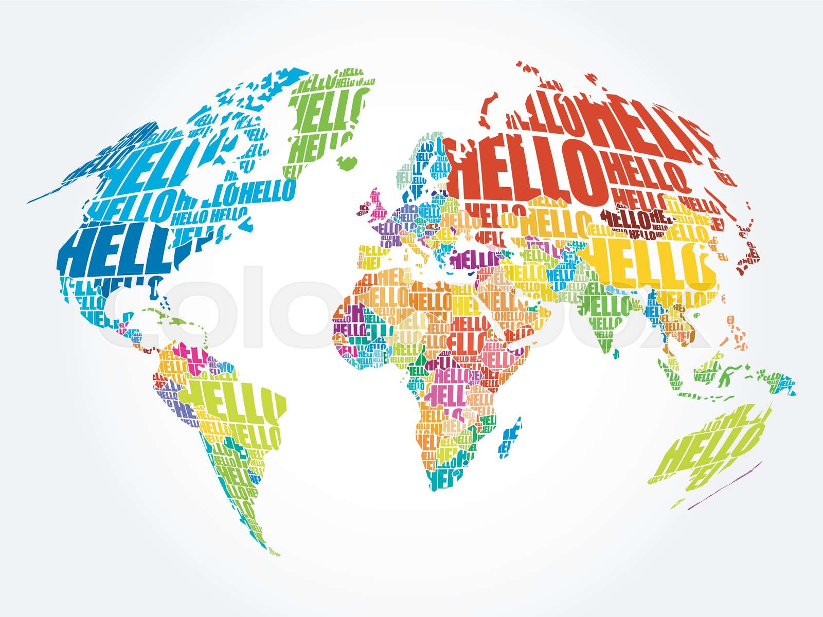 HELLO Word Cloud World Map | Stock vector | Colourbox