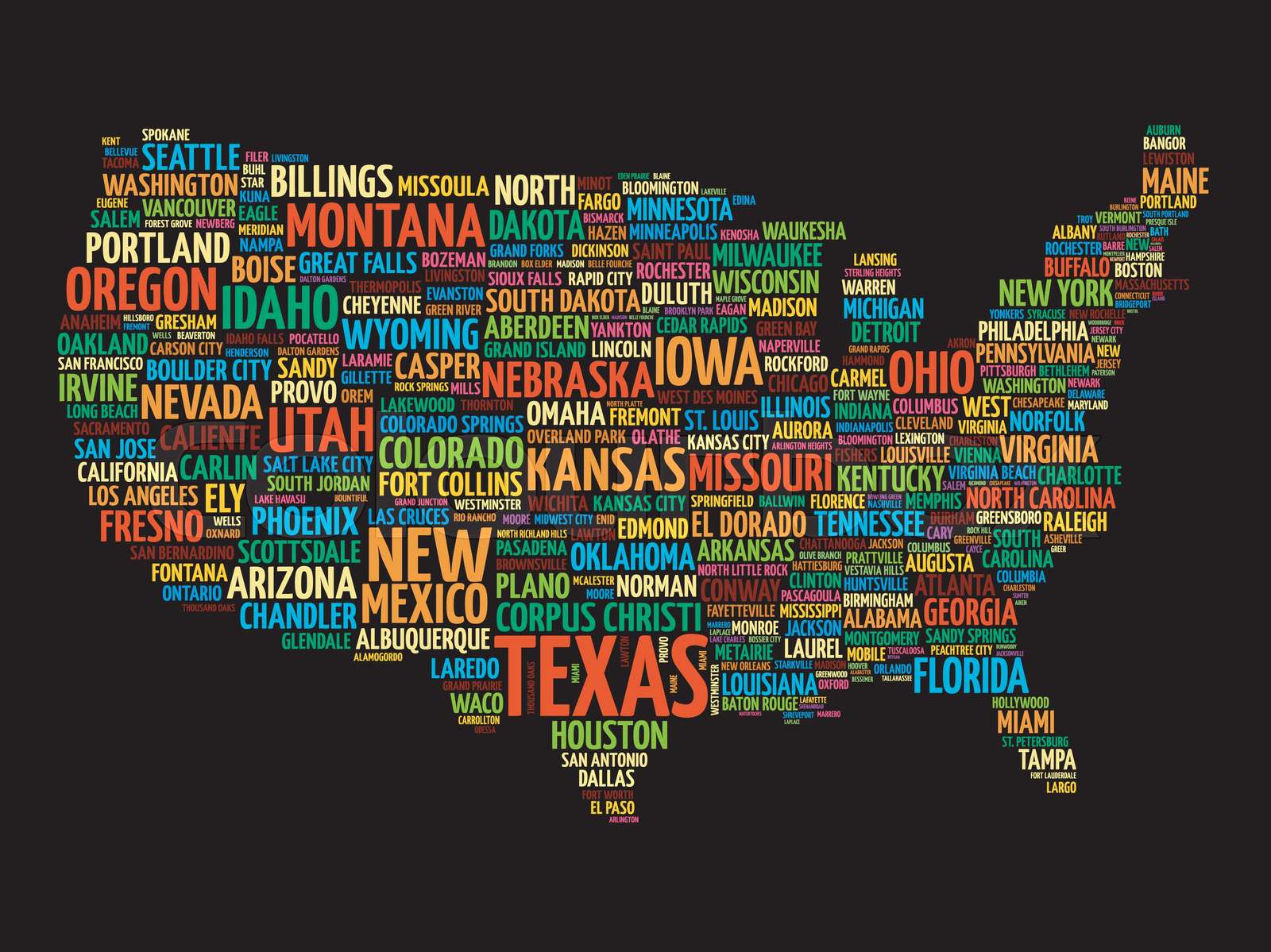USA Map word cloud | Stock vector | Colourbox