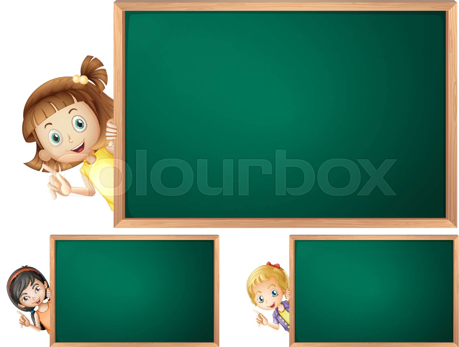 Board template with cute girls | Stock vector | Colourbox