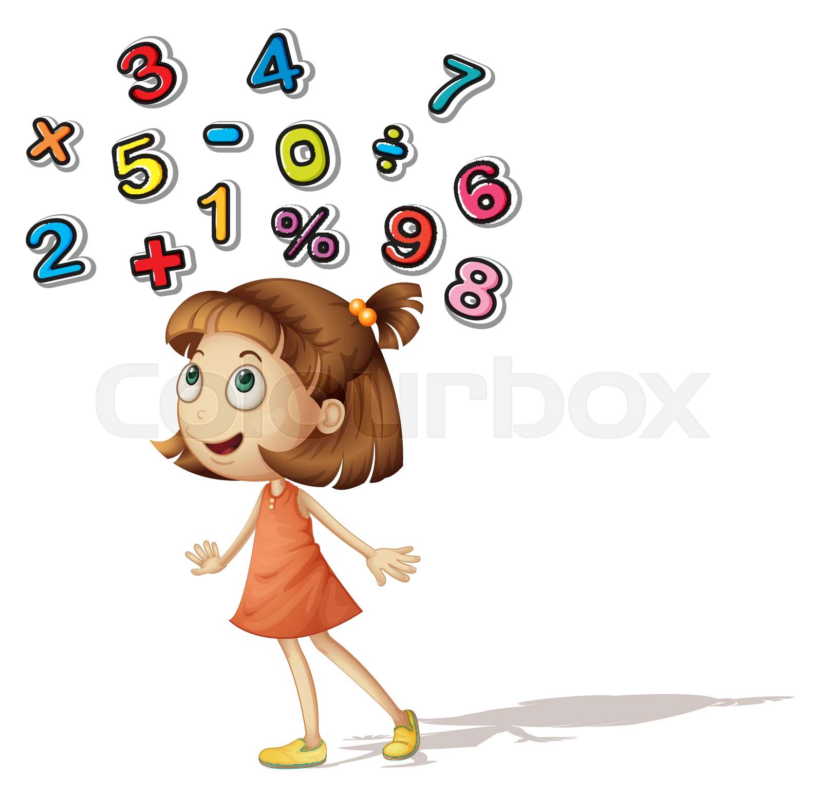 Girl with numbers on her head | Stock vector | Colourbox