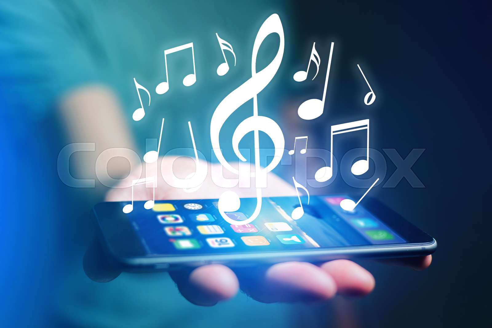 Concept of listenning music on a device - Technology concept | Stock ...