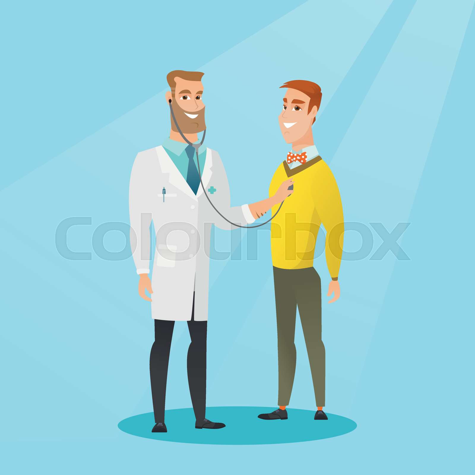 Doctor listening to chest of patient. | Stock vector | Colourbox