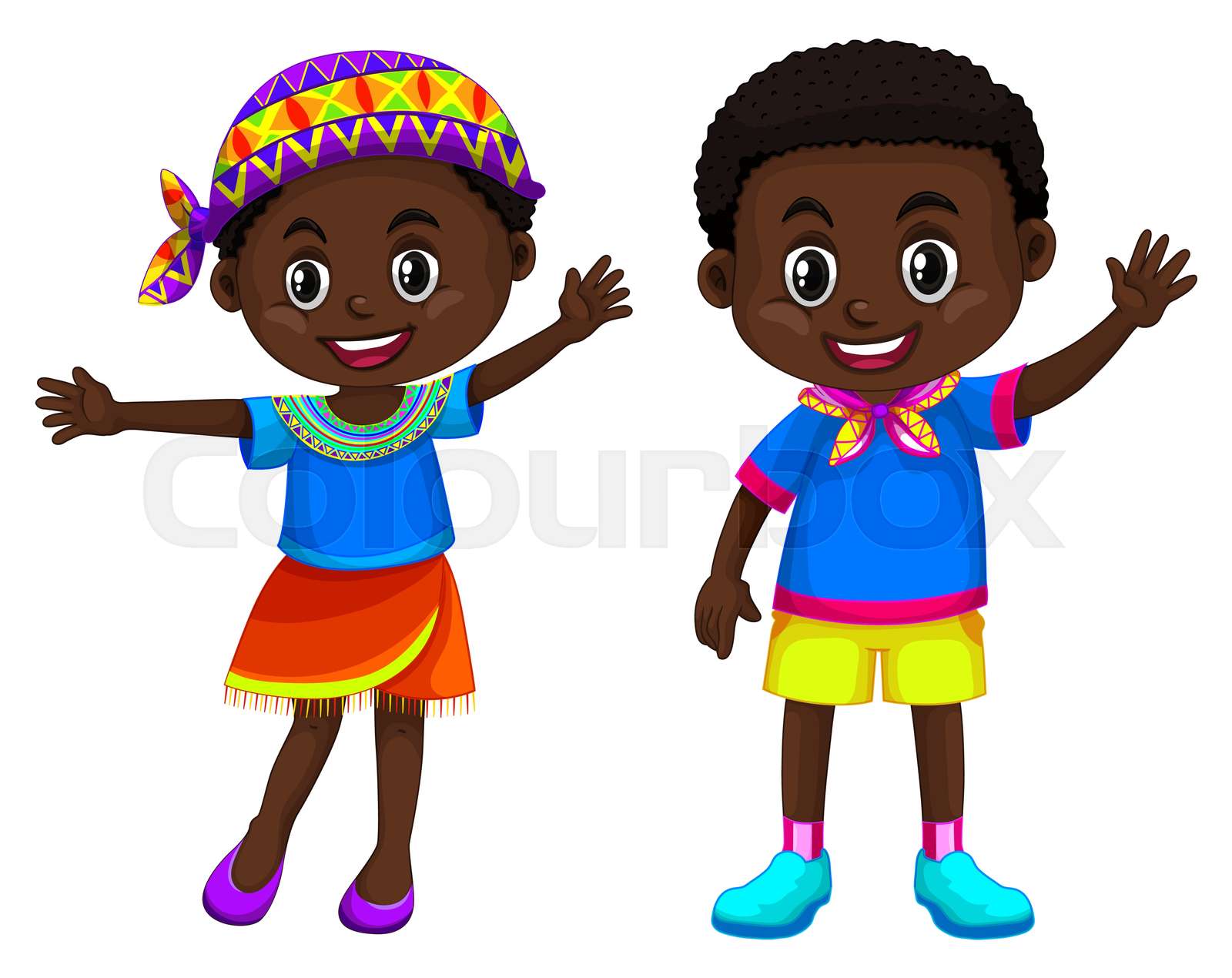 African boy and girl smiling | Stock vector | Colourbox