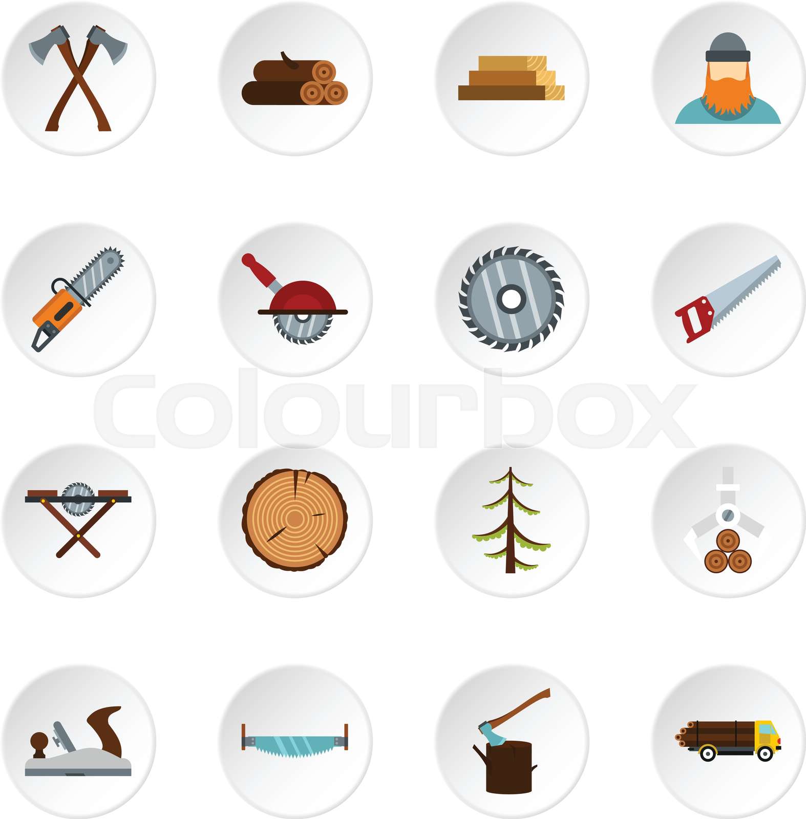 holzverarbeitung, holz, icons | Stock-Vektor | Colourbox