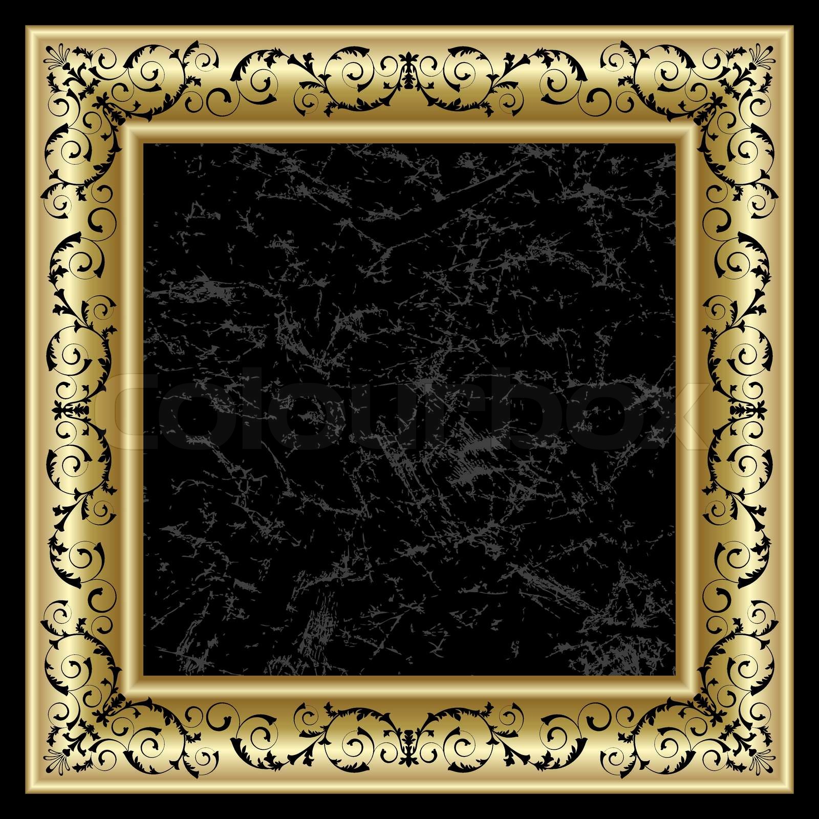 Gold frame on the black background | Stock vector | Colourbox