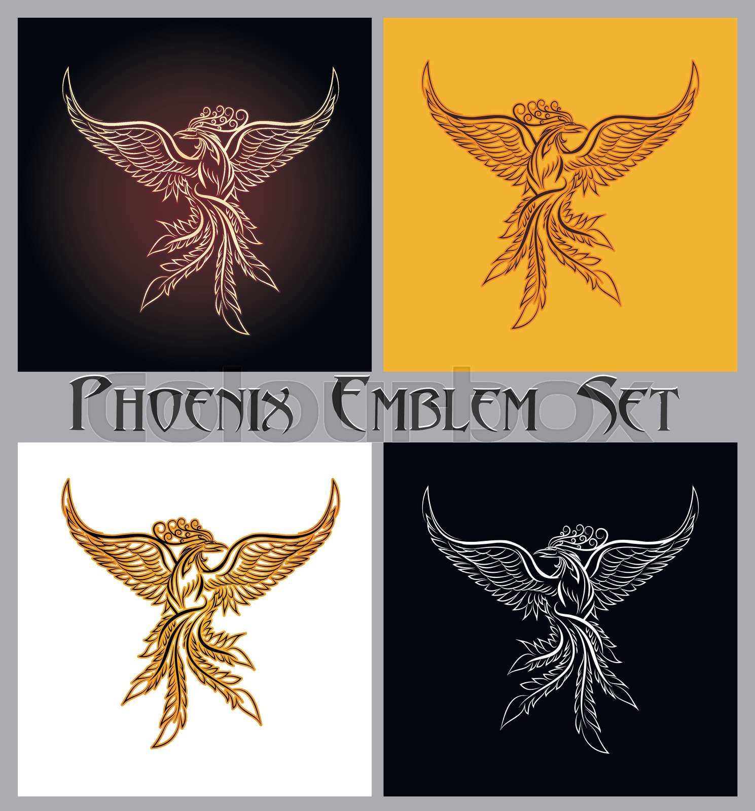 Phoenix Emblem set | Stock vector | Colourbox