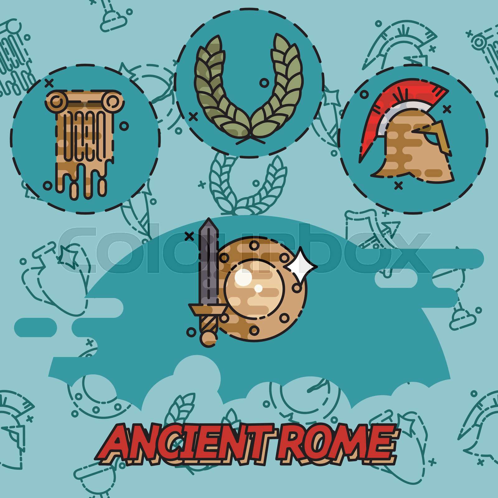 Ancient rome flat concept icons | Stock vector | Colourbox