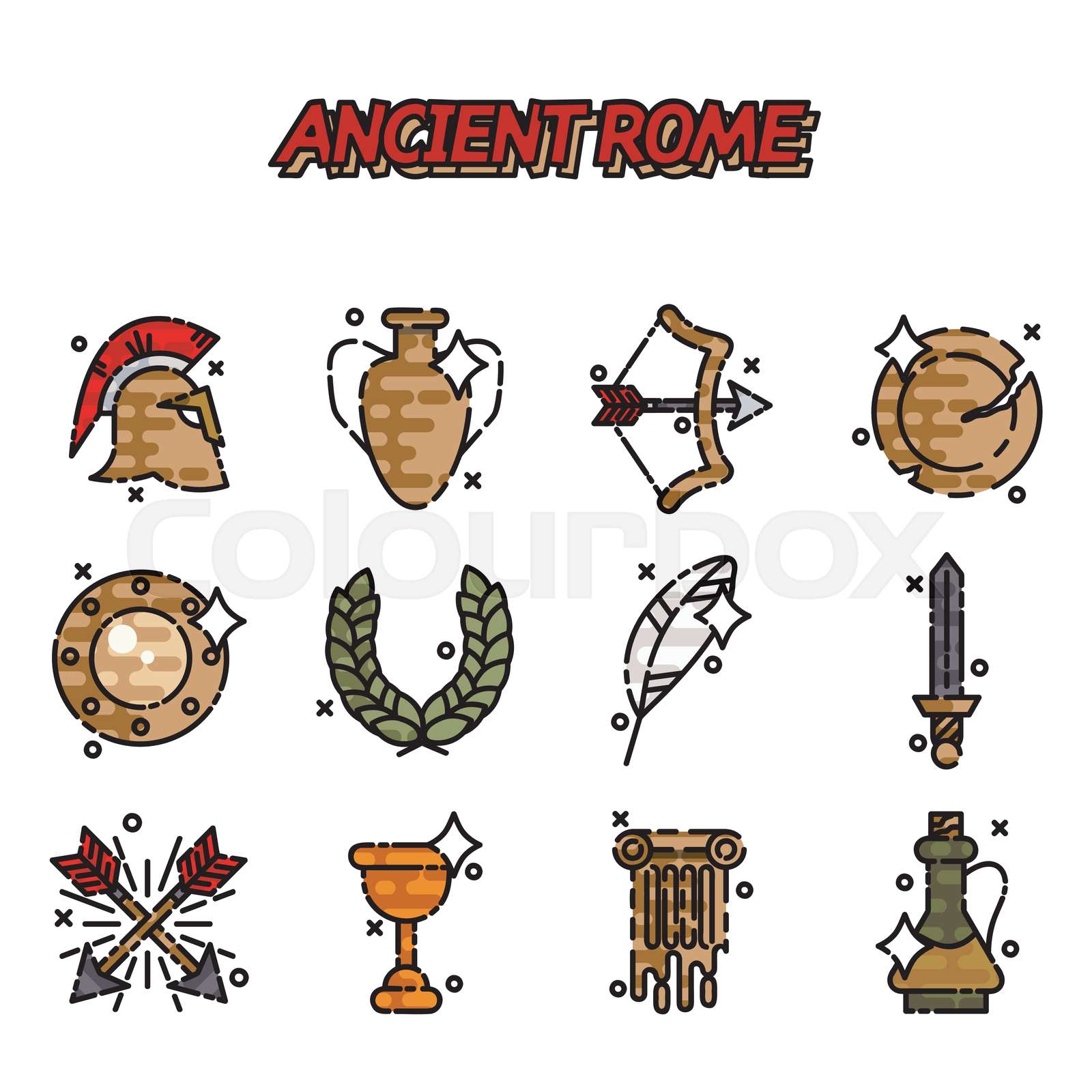 Ancient rome cartoon icons set | Stock vector | Colourbox