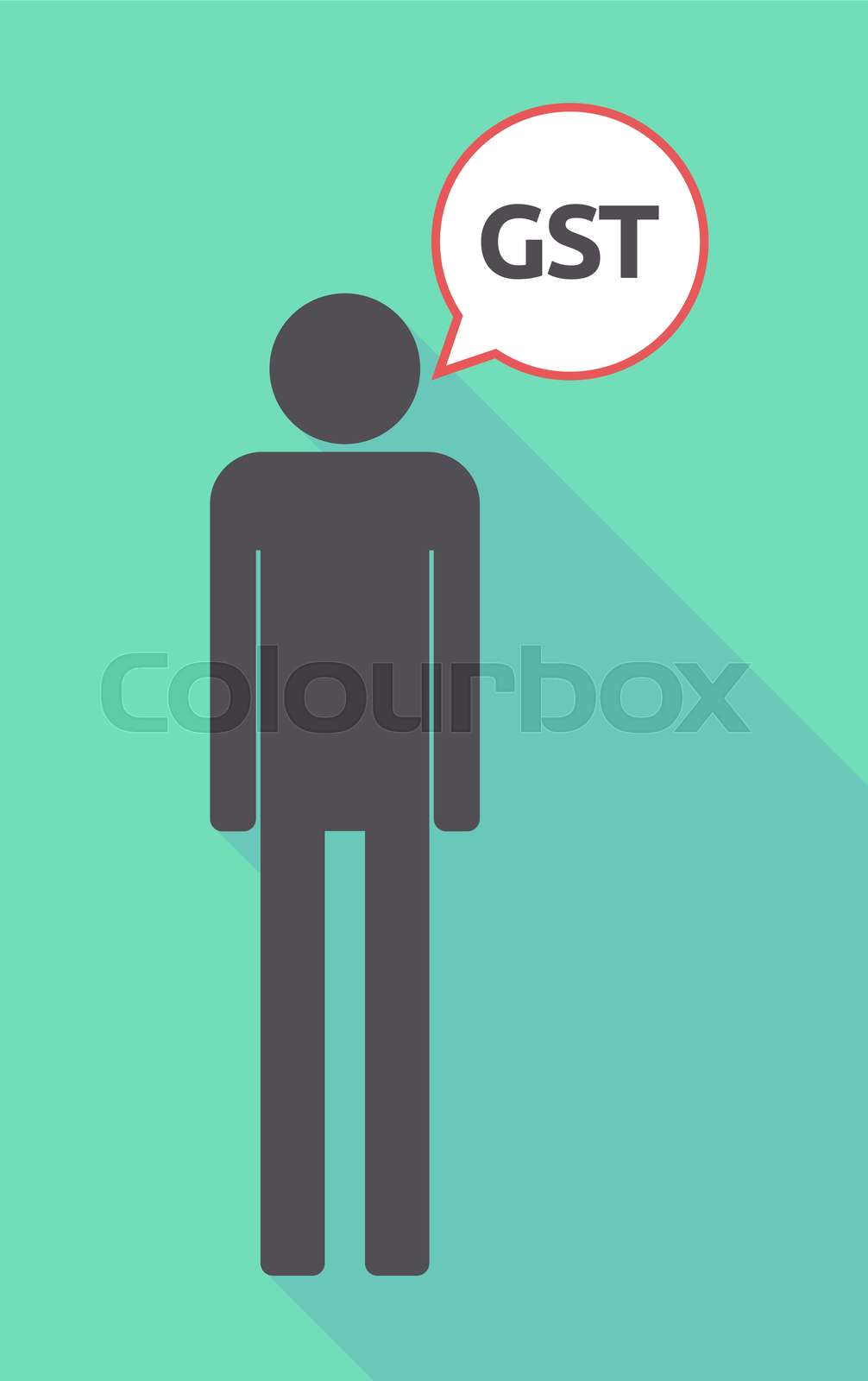 Long shadow male pictogram with the Goods and Service Tax acronym GST ...