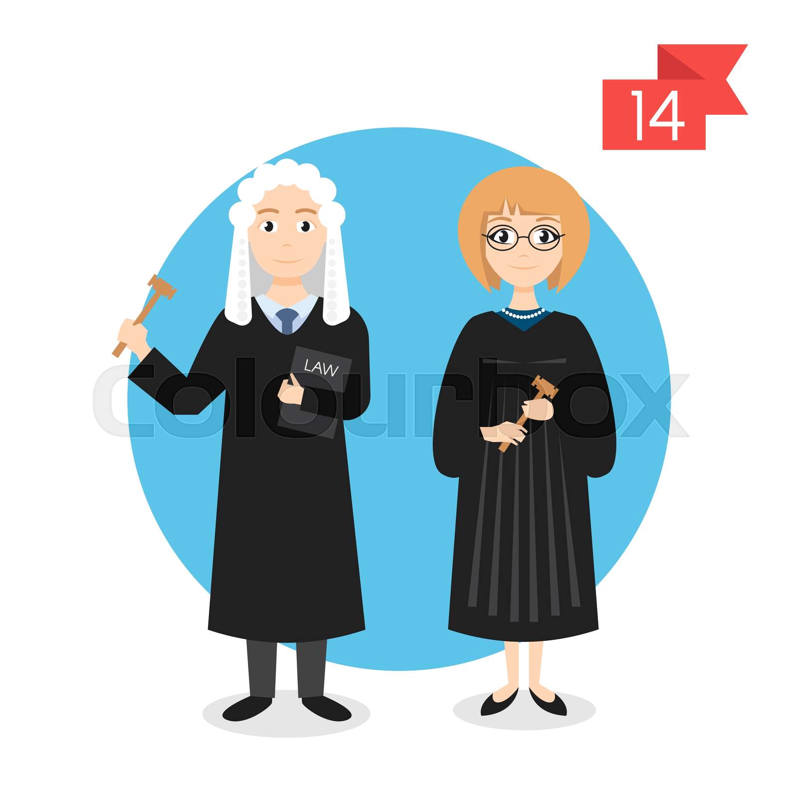 Vector profession characters: man and woman. Judge. | Stock vector ...
