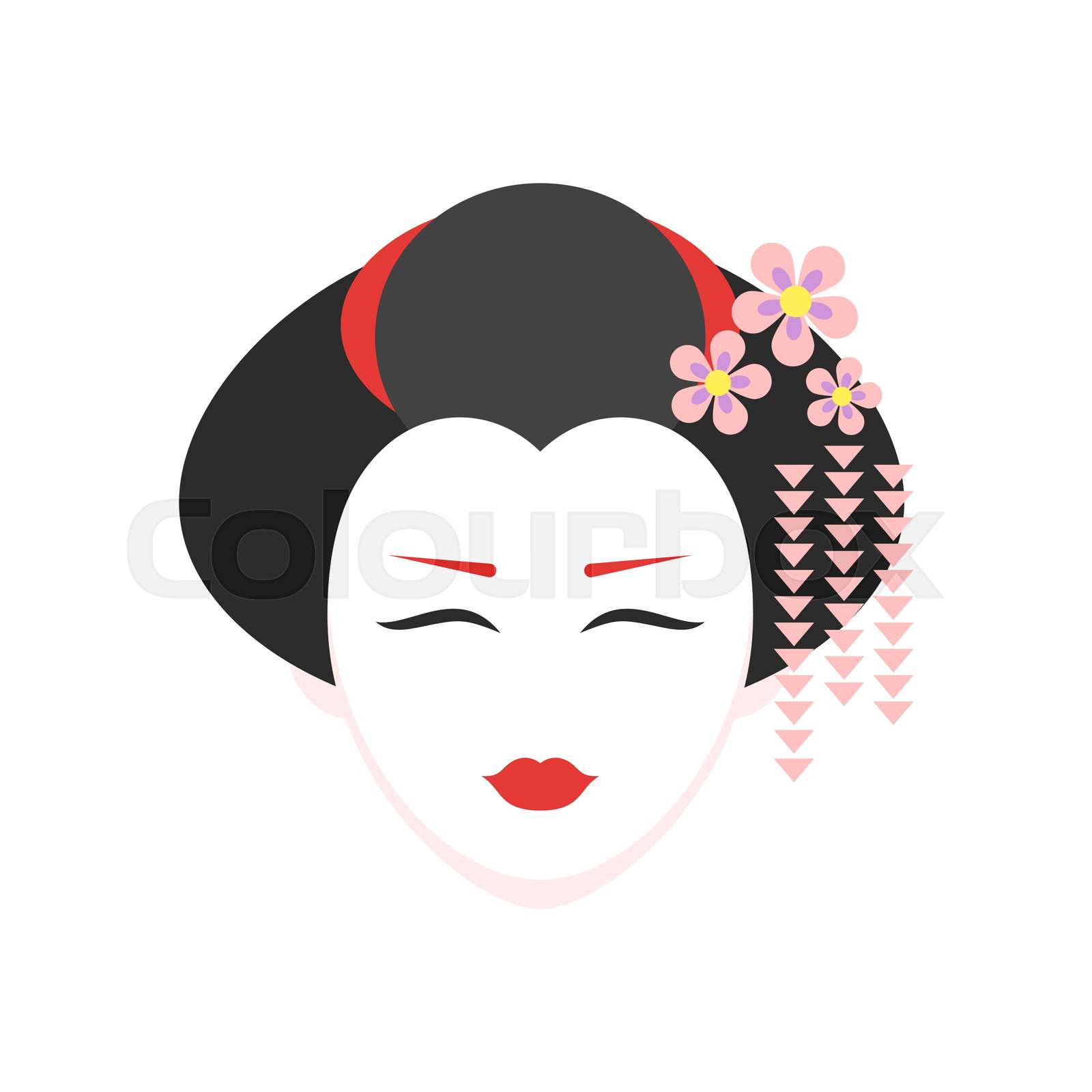 Vector flat style illustration of geisha. | Stock vector | Colourbox