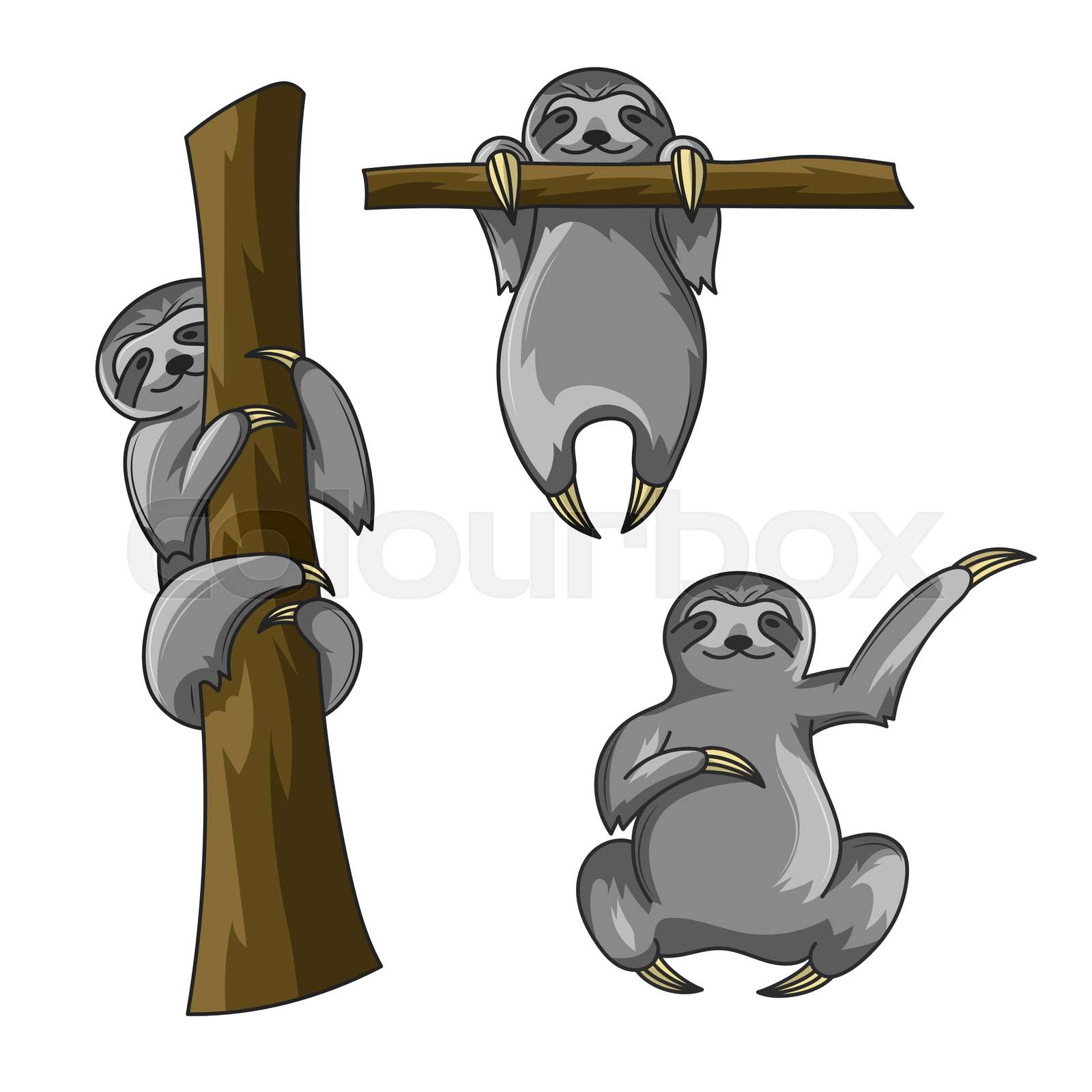 Vector set of cute sloths. Cartoon style. Sloth print for t-shirt ...