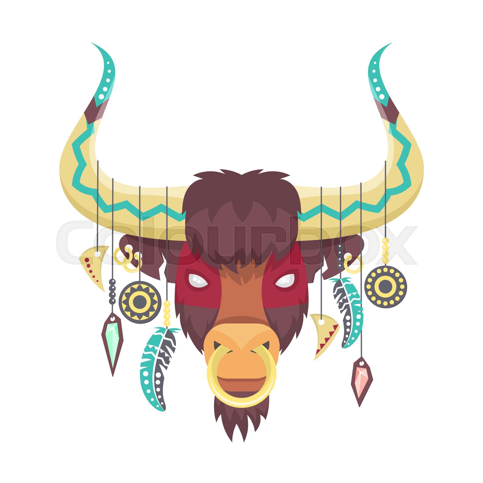 Vector illustration of bull or ox in ethnic or tribal style. Animal ...