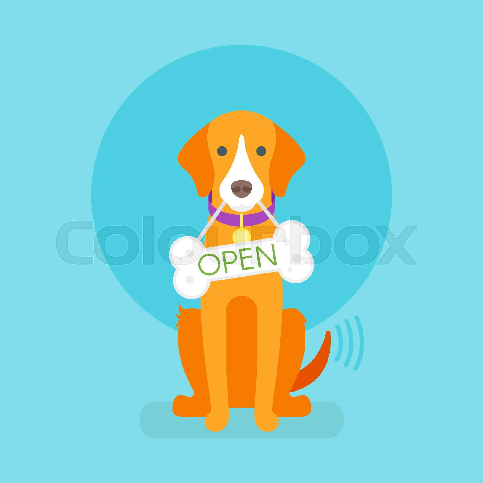 Flat illustration of dog. Sign to the pet store. | Stock vector | Colourbox
