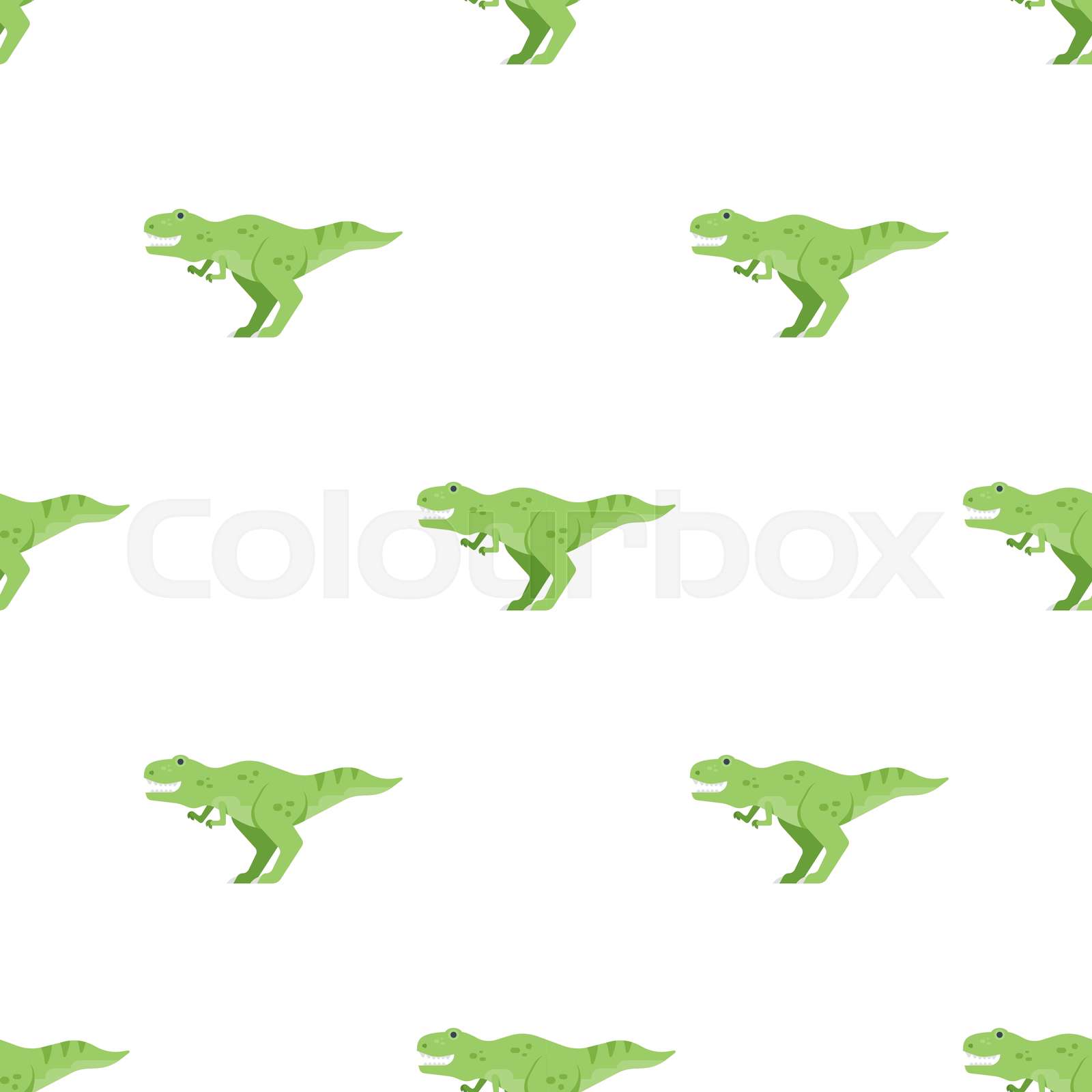Vector flat style seamless pattern with green dinosaur t-rex. | Stock ...