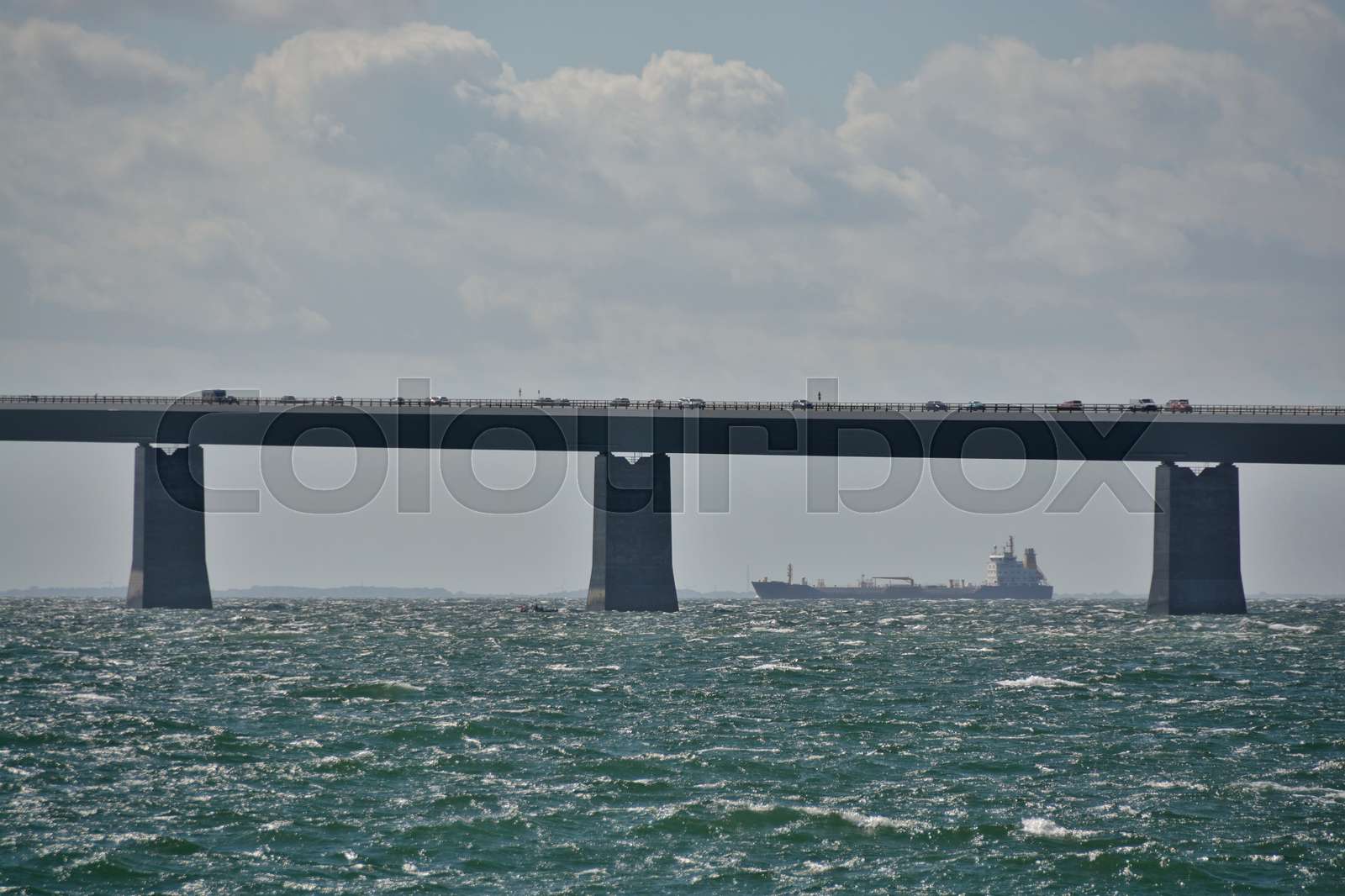Storebæltsbroen set fra korsør på Sjælland | Stock foto | Colourbox