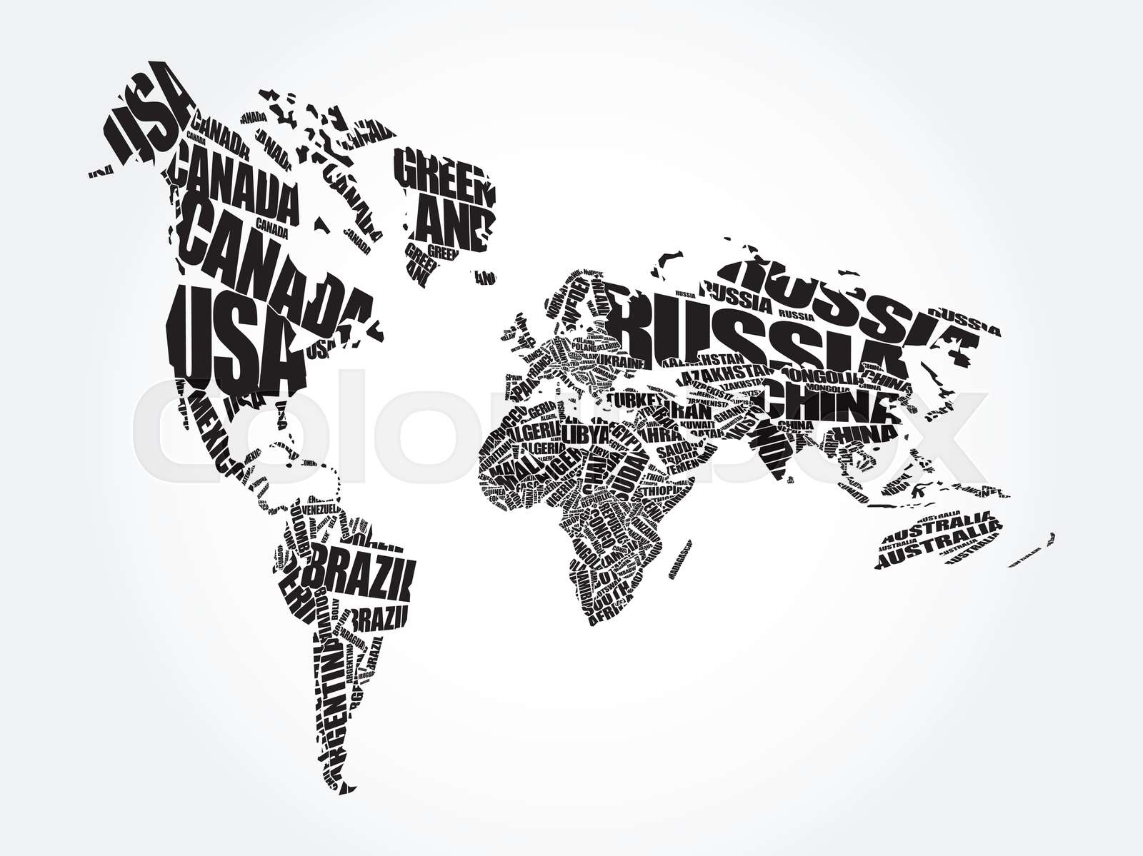 World Map in Typography word cloud | Stock vector | Colourbox