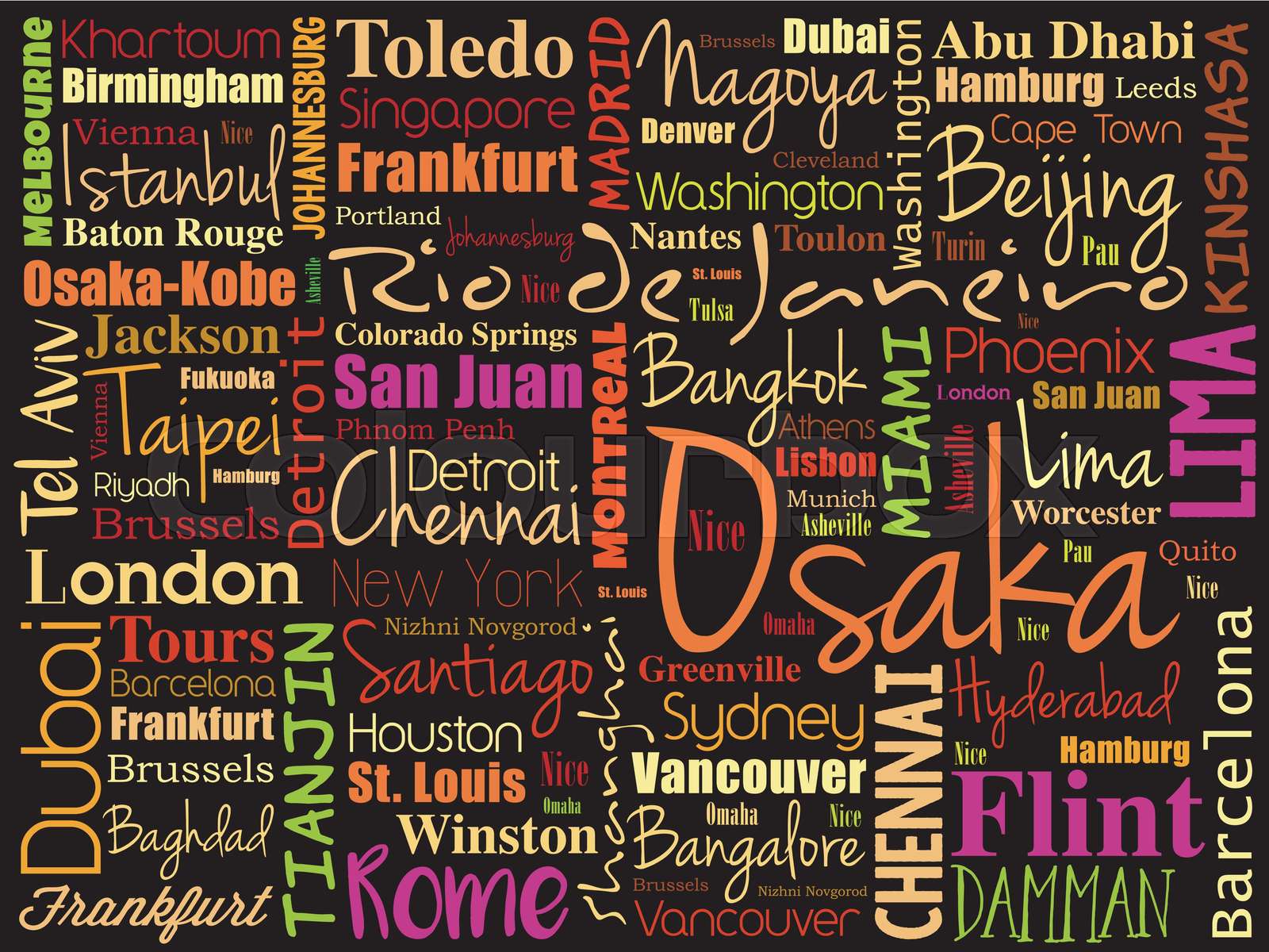 Cities in the World related word cloud | Stock vector | Colourbox