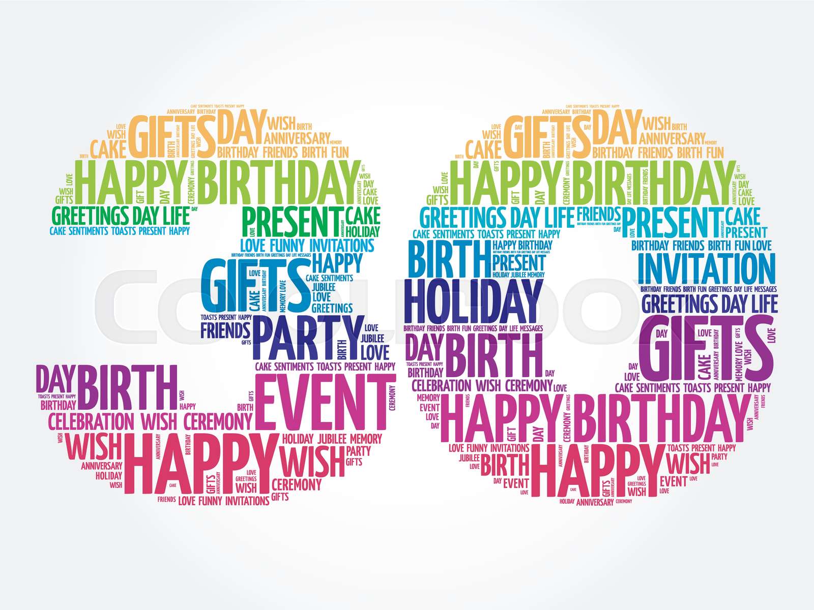 Happy 30th birthday word cloud | Stock vector | Colourbox