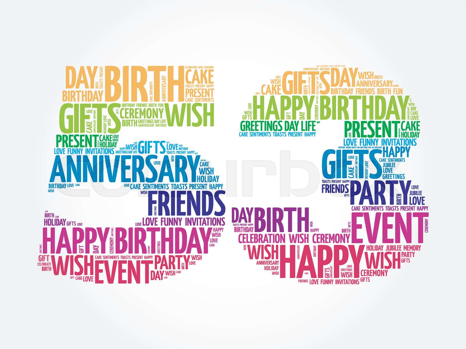 Happy 53rd birthday word cloud | Stock vector | Colourbox