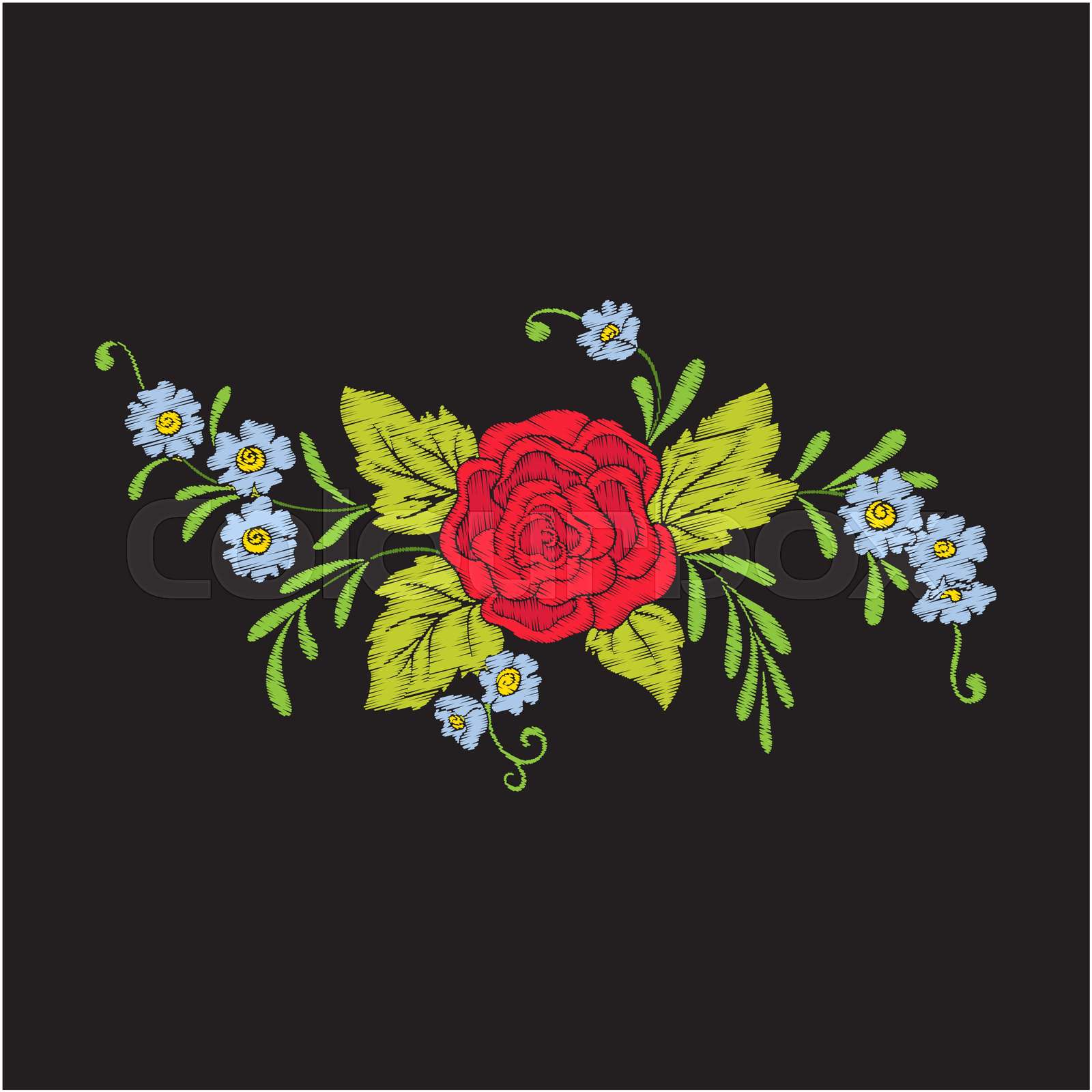 Embroidery vintage flowers bouquet or pattern | Stock vector | Colourbox