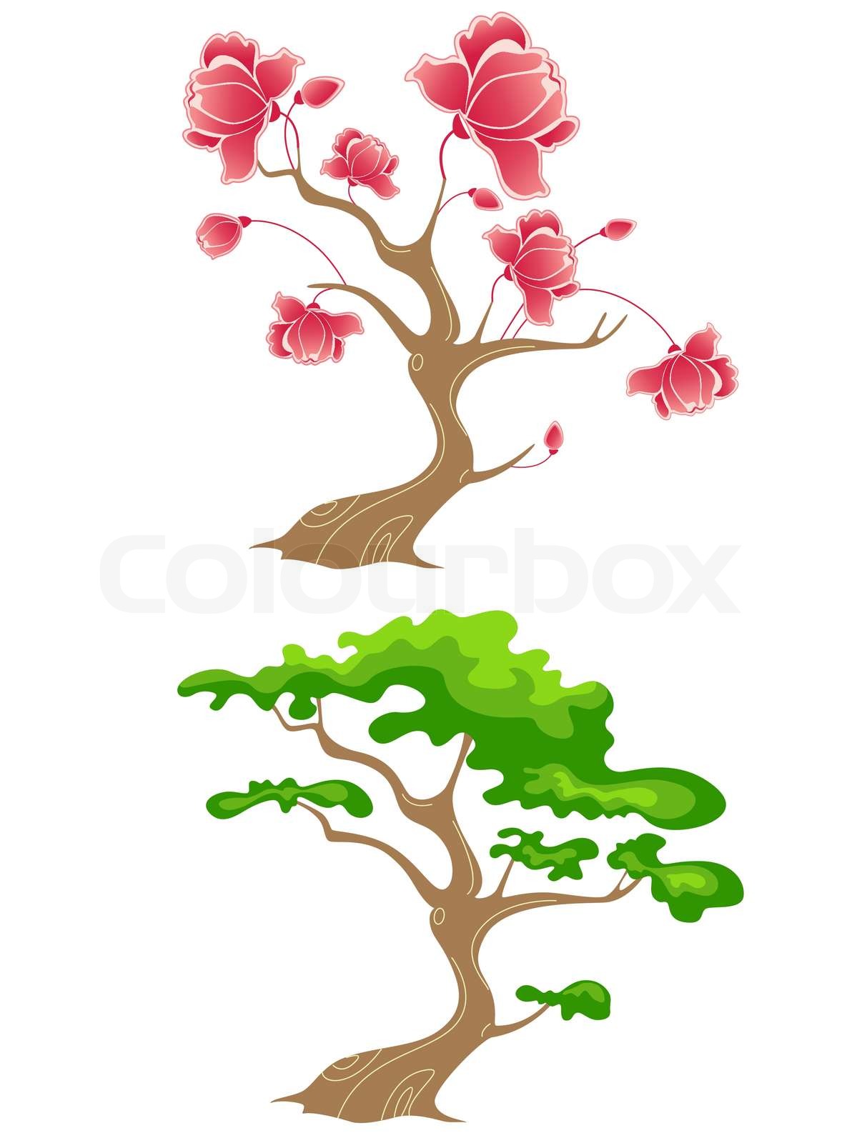green and flowering tree | Stock vector | Colourbox