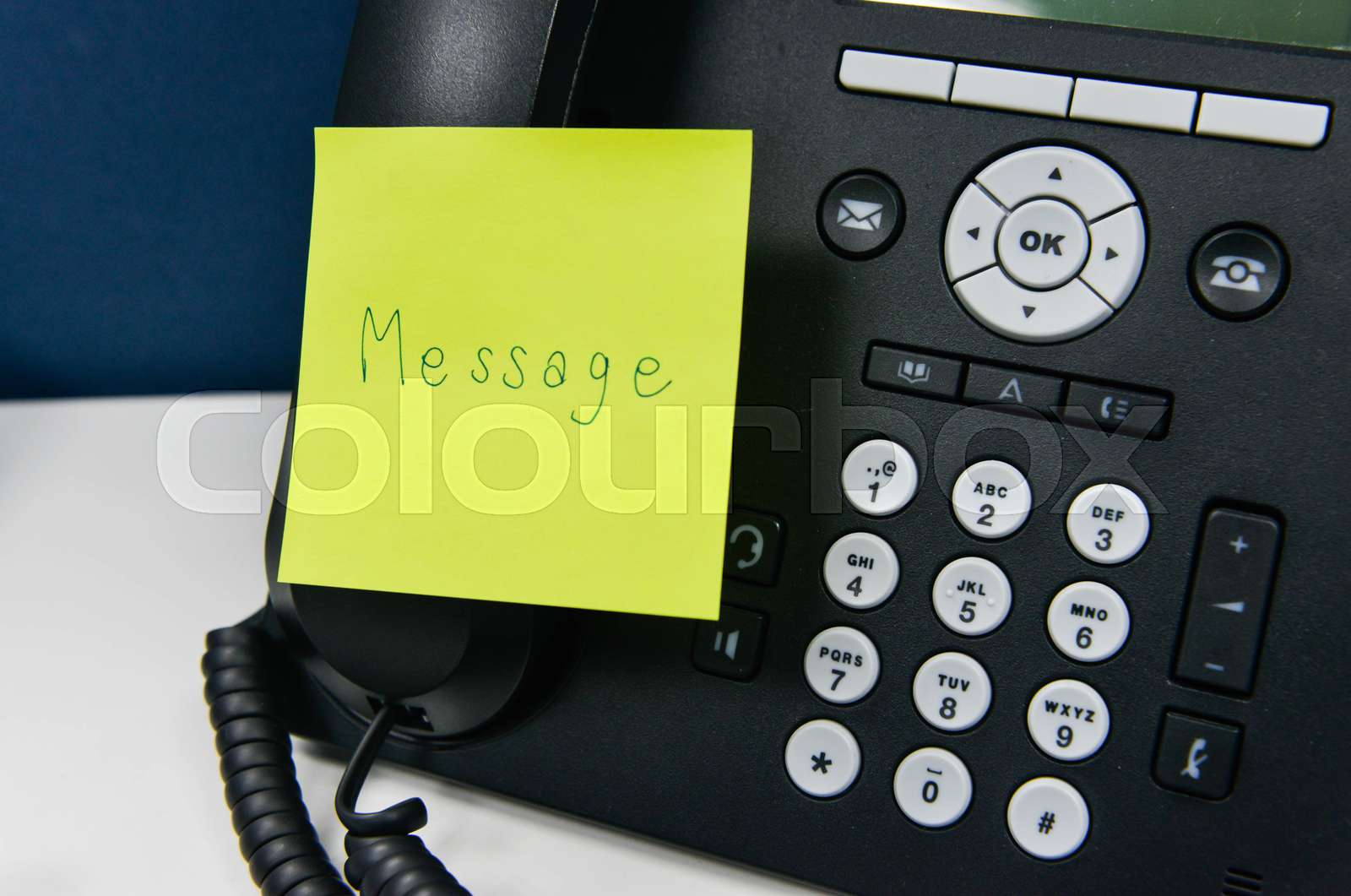 Paper note with message wording is sticked on the IP Phone | Stock ...