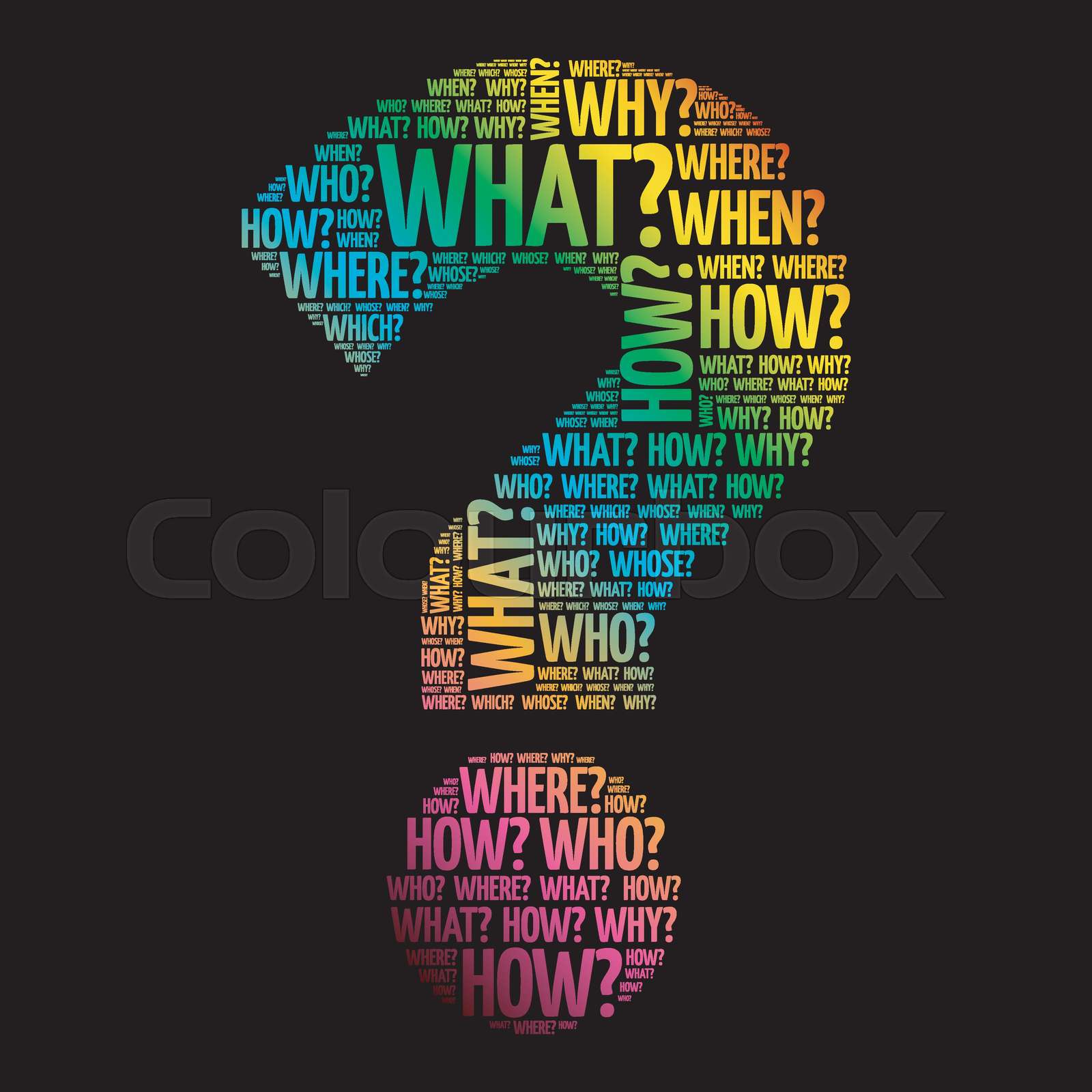 Question mark, Question words | Stock vector | Colourbox