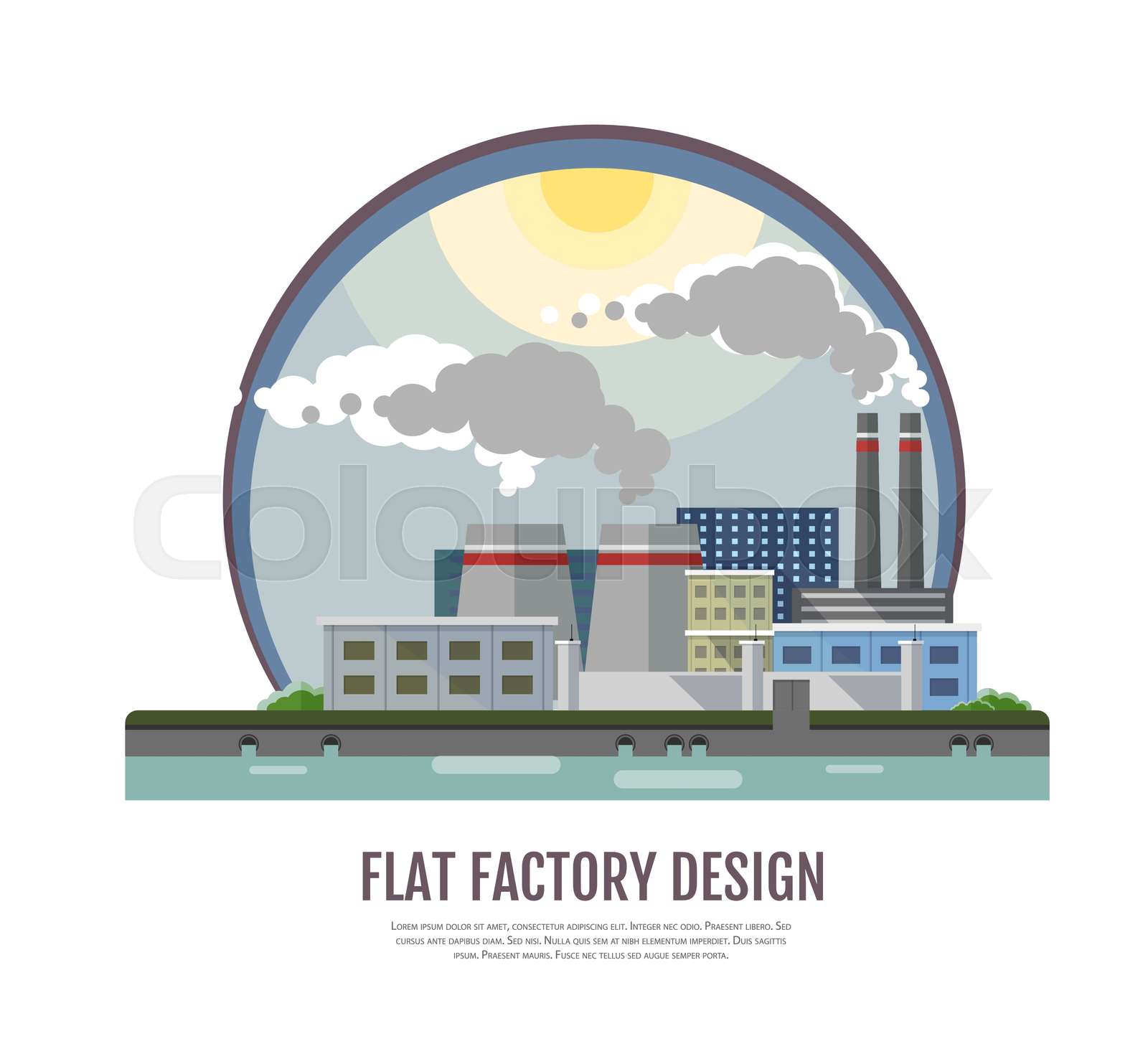 Flat style modern design of industrial factory landscape | Stock vector ...