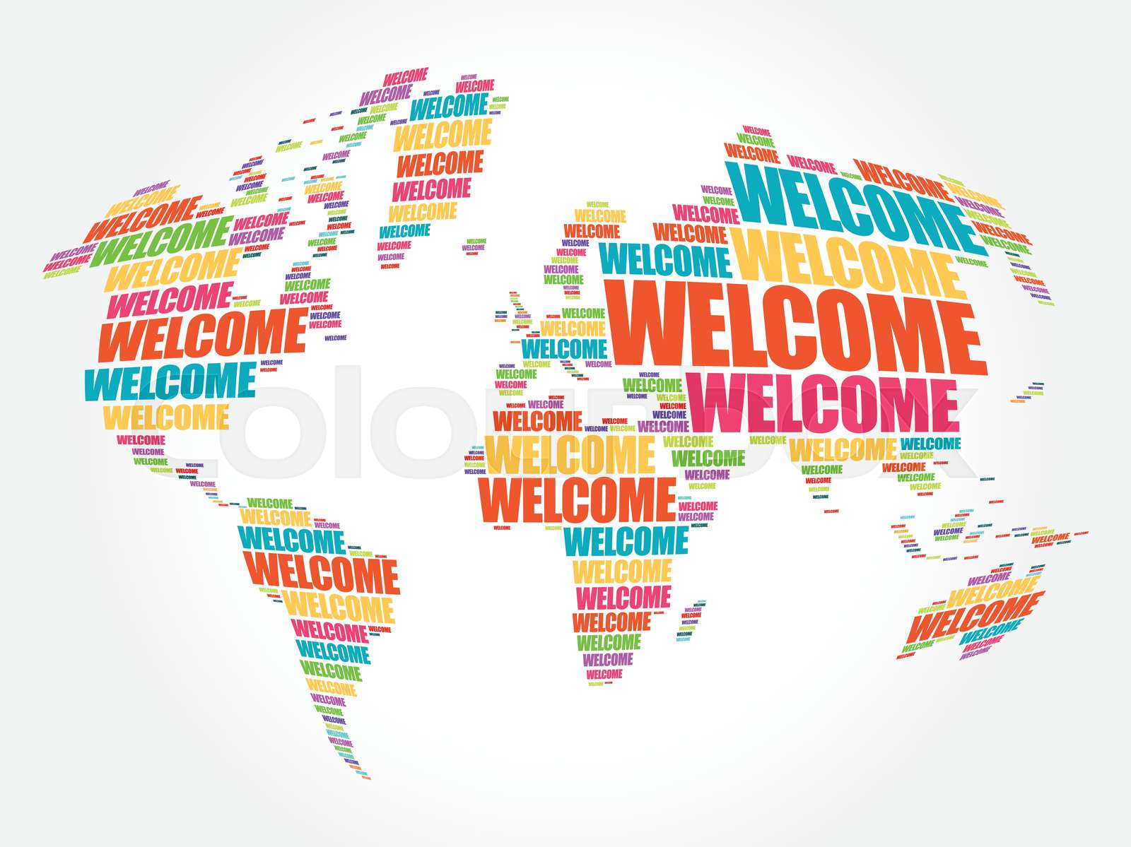 WELCOME World Map in Typography word cloud | Stock vector | Colourbox