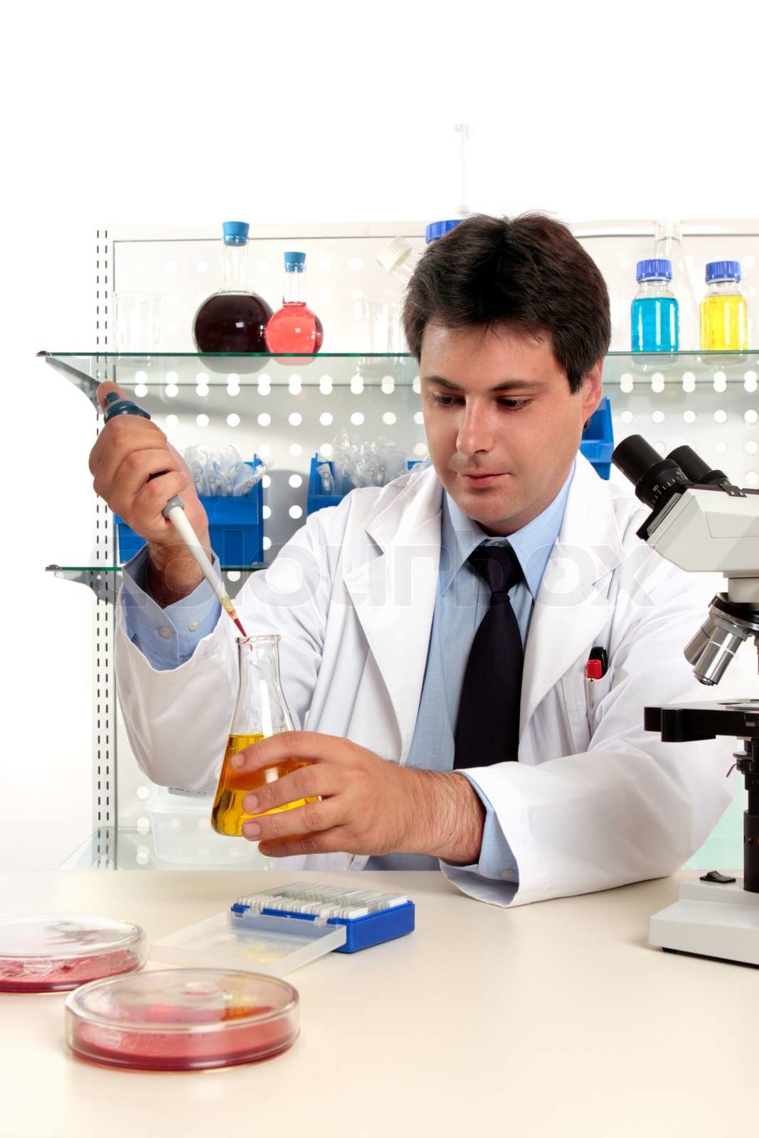 Laboratory scientist, chemist or pharmacist at work in a laboratory ...