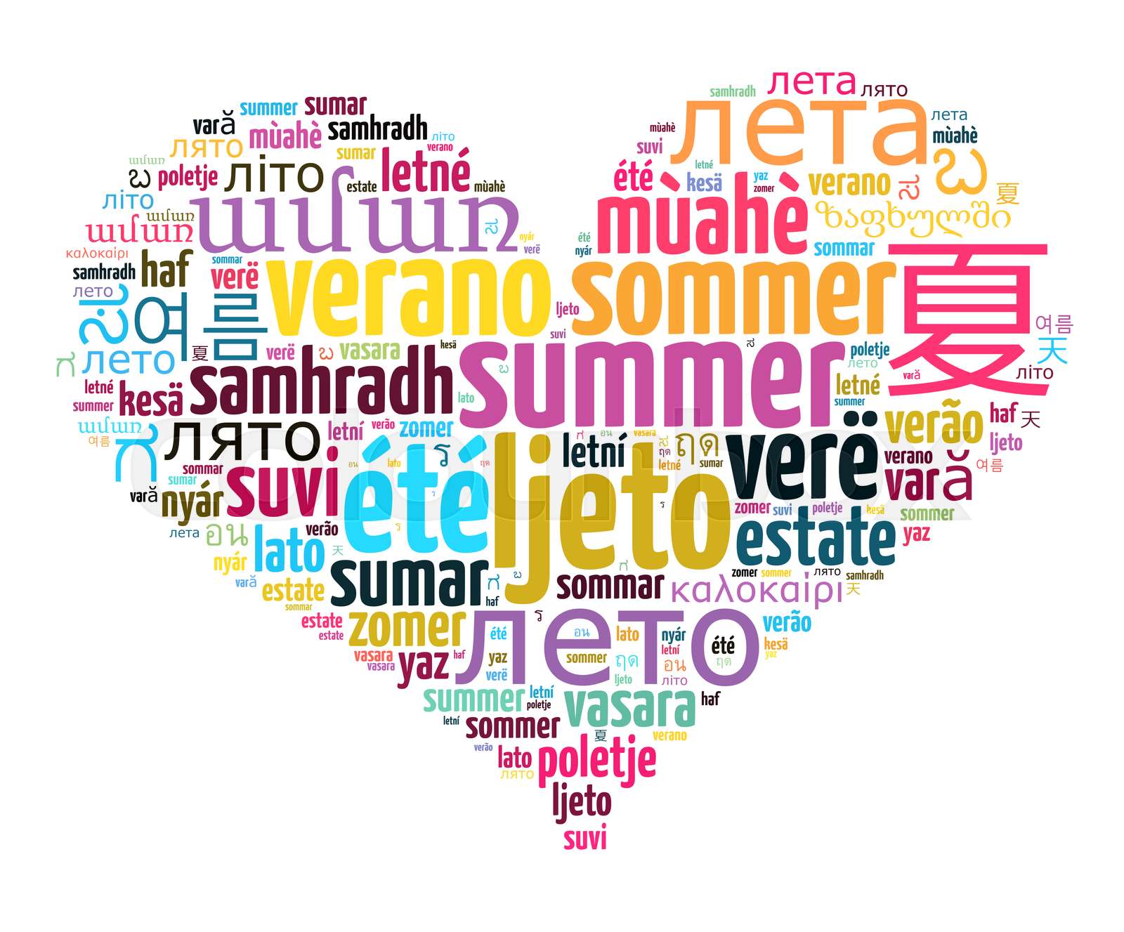 Word Summer in different languages | Stock image | Colourbox