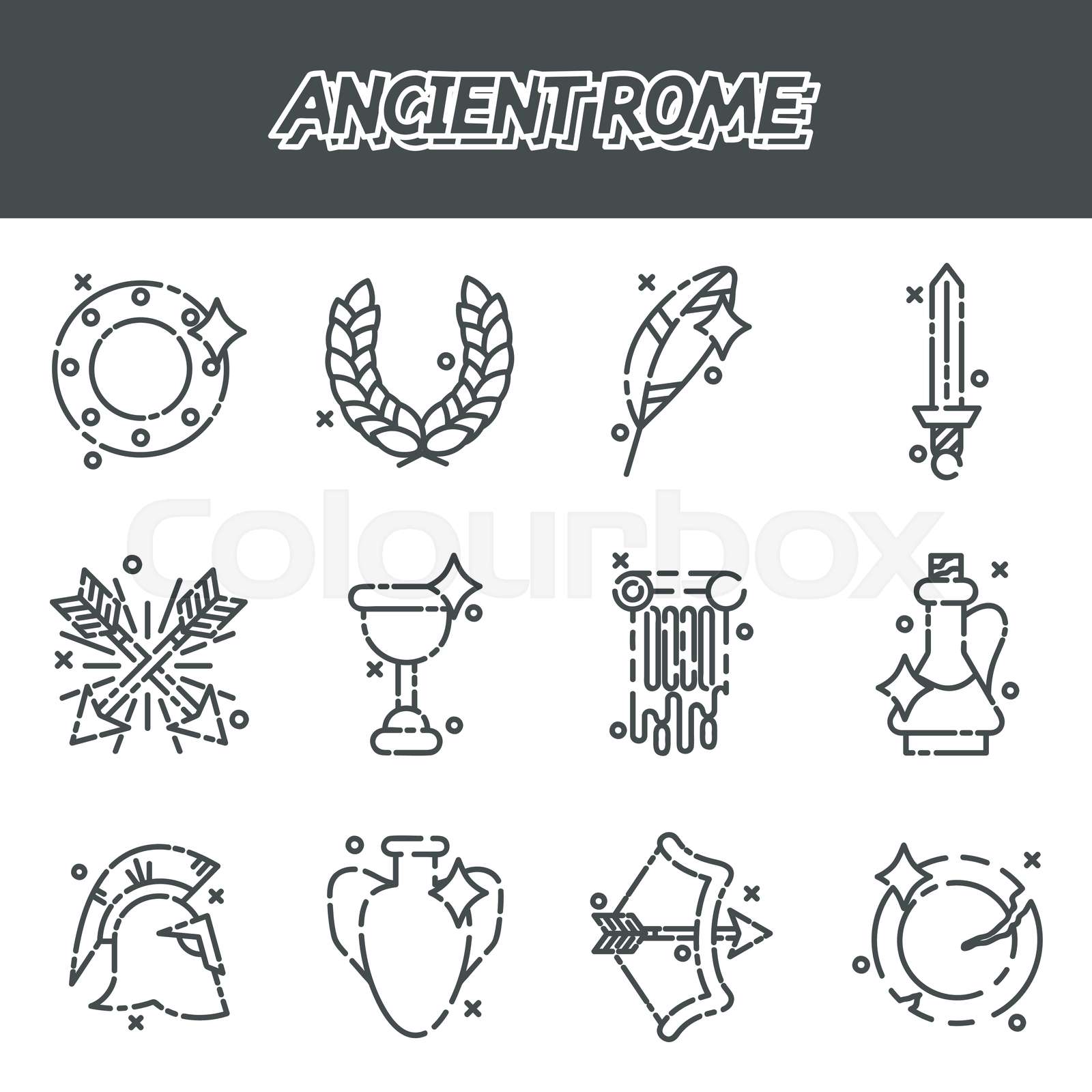 Ancient rome cartoon icons set | Stock vector | Colourbox