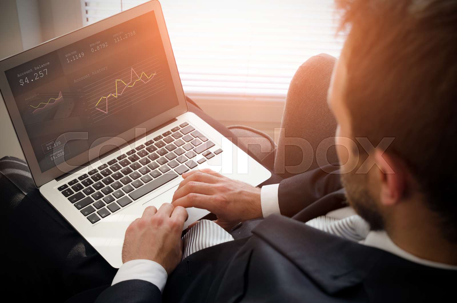 Businessman Using Laptop Working Thinking | Stock image | Colourbox