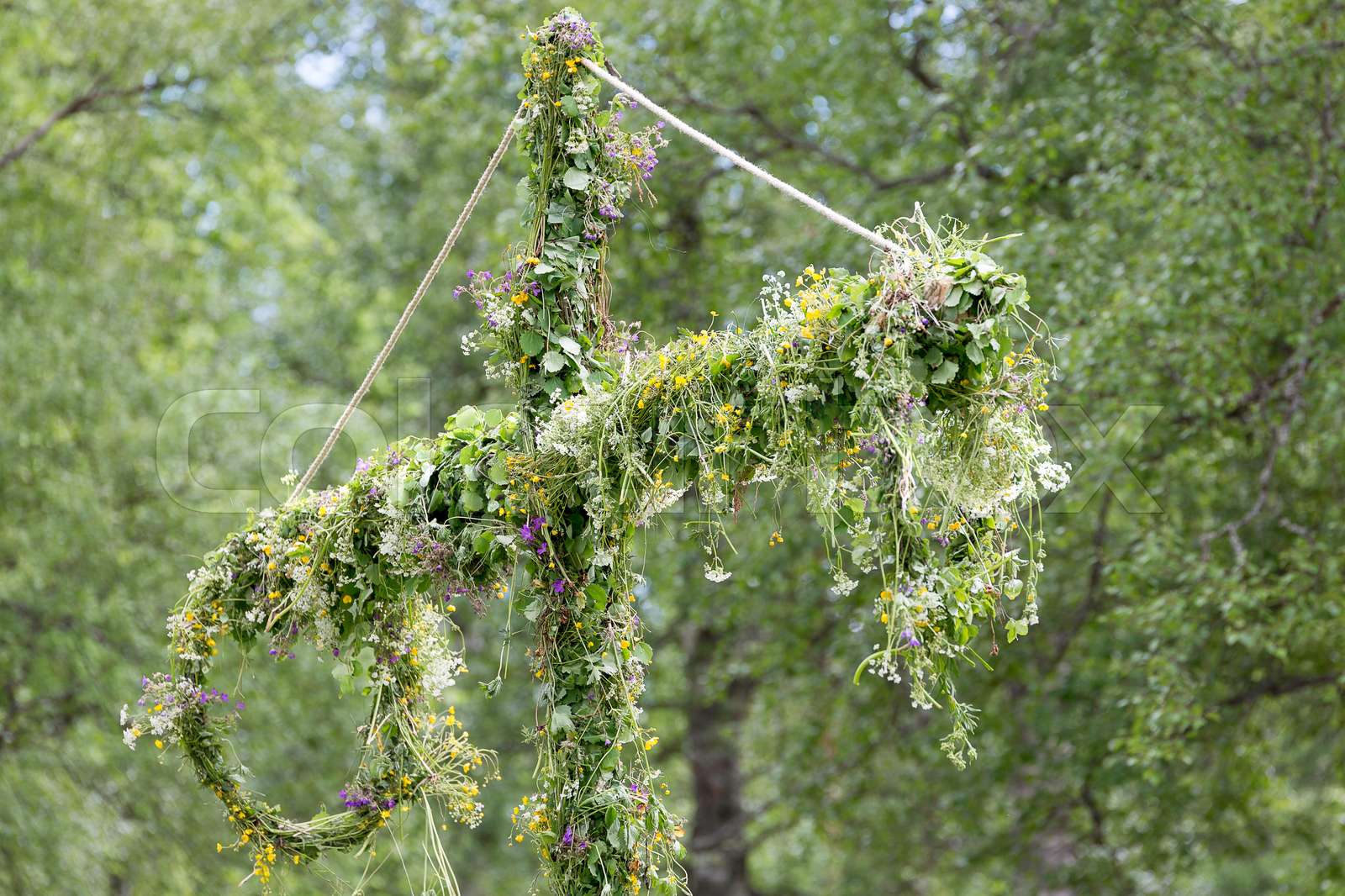 Swedish Maypole Covered in Flowers | Stock image | Colourbox