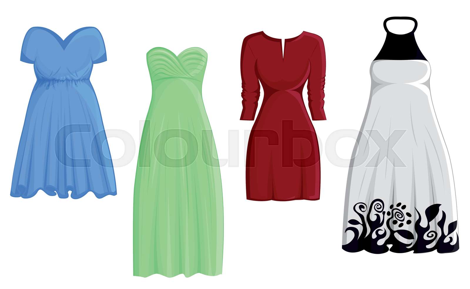 Set of Four Dresses | Stock vector | Colourbox