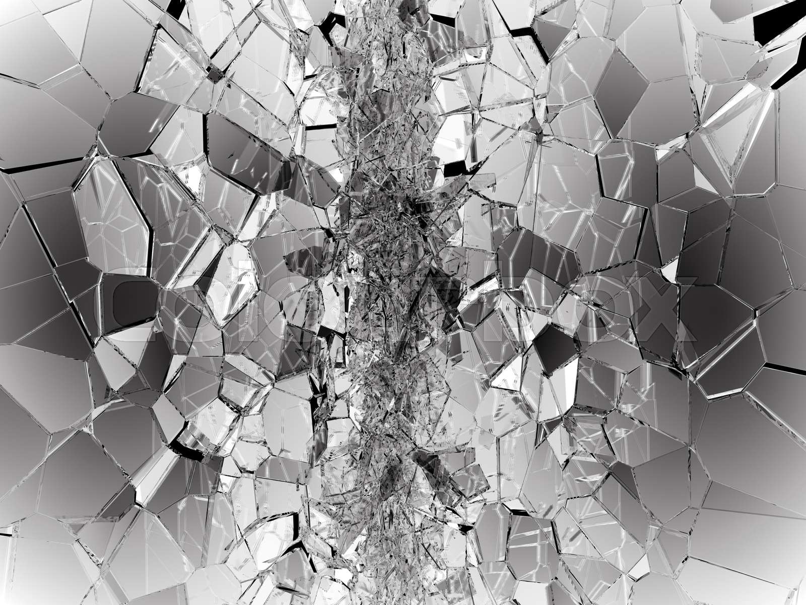 Shattered or demolished glass over black | Stock image | Colourbox