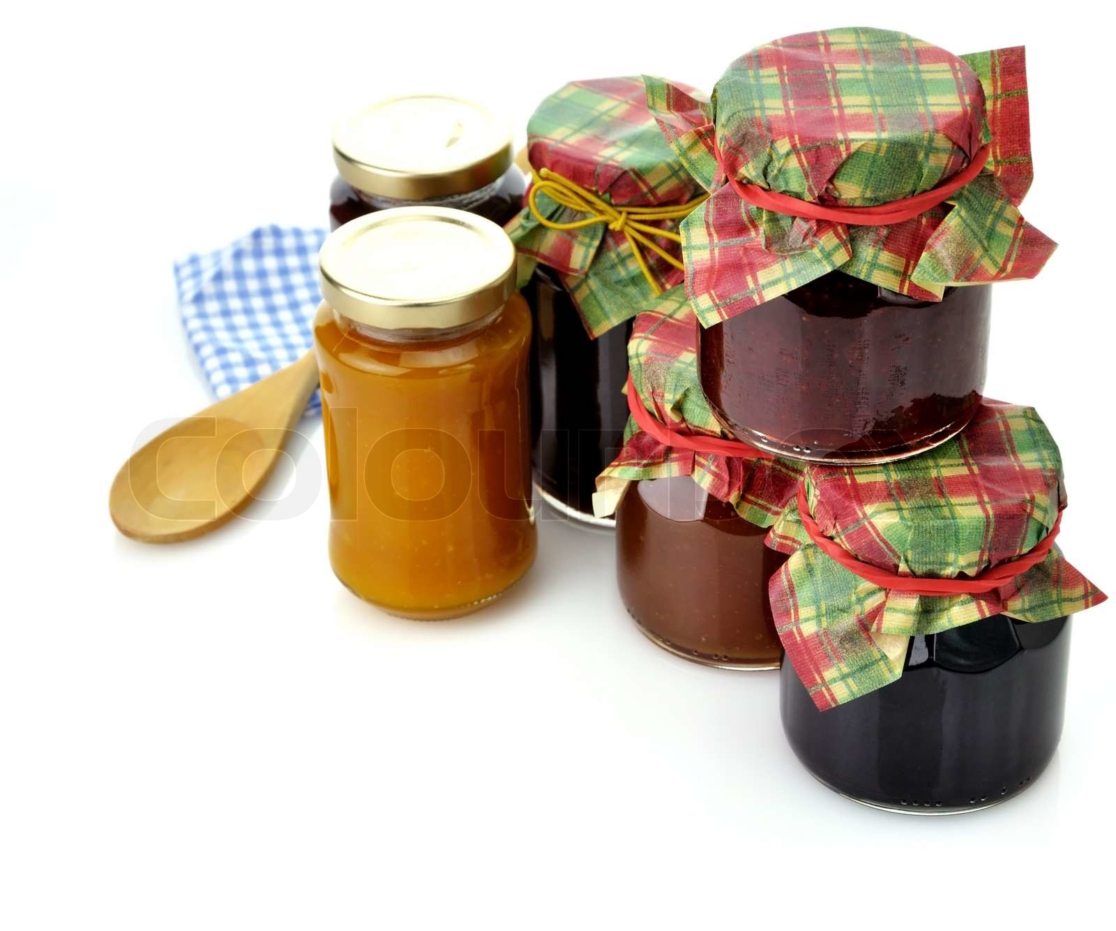 assortment of homemade jam in the glass jars | Stock image | Colourbox