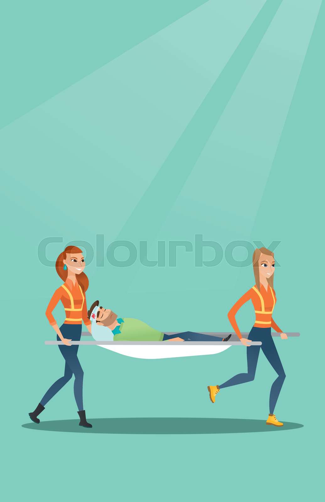 Emergency doctors carrying man on stretcher. | Stock vector | Colourbox