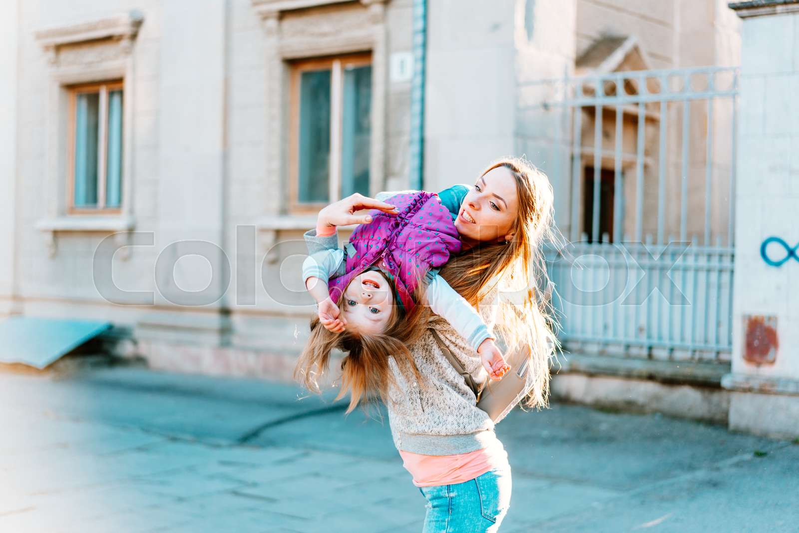 Mom And Girl Playing Having Fun Stock Image Colourbox