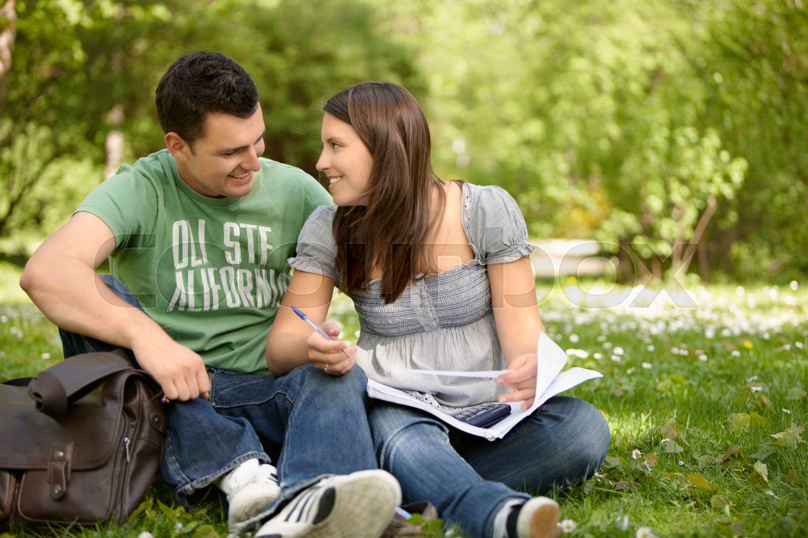 Students studying outdoors | Stock image | Colourbox