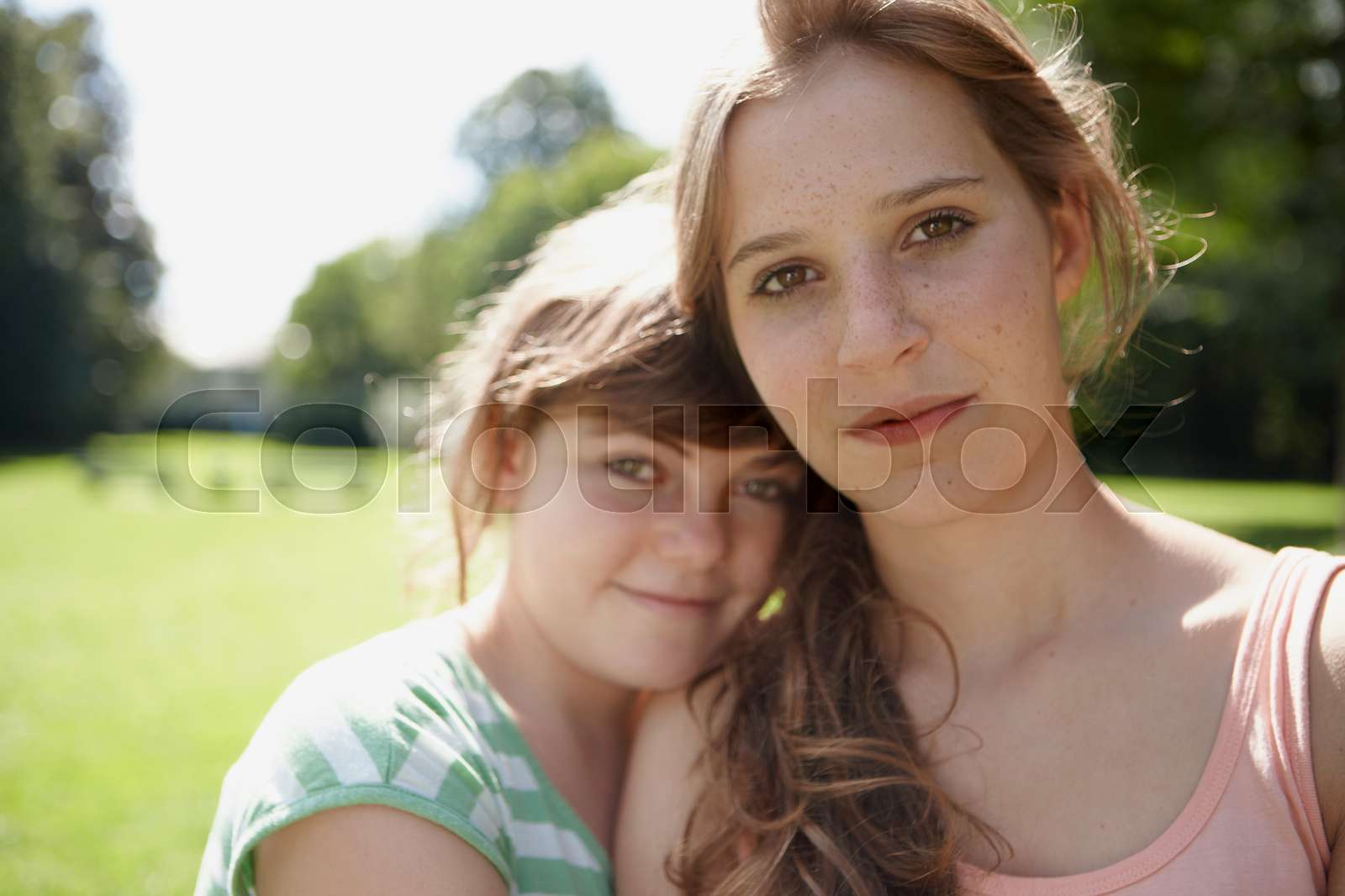 2 girls having fun together in a park | Stock image | Colourbox