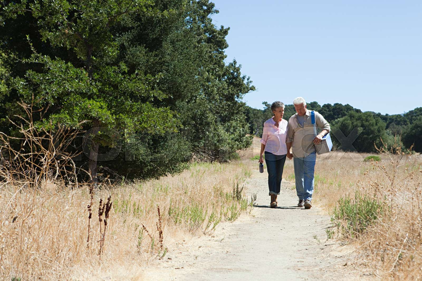 Mature couple walking on rural path | Stock image | Colourbox