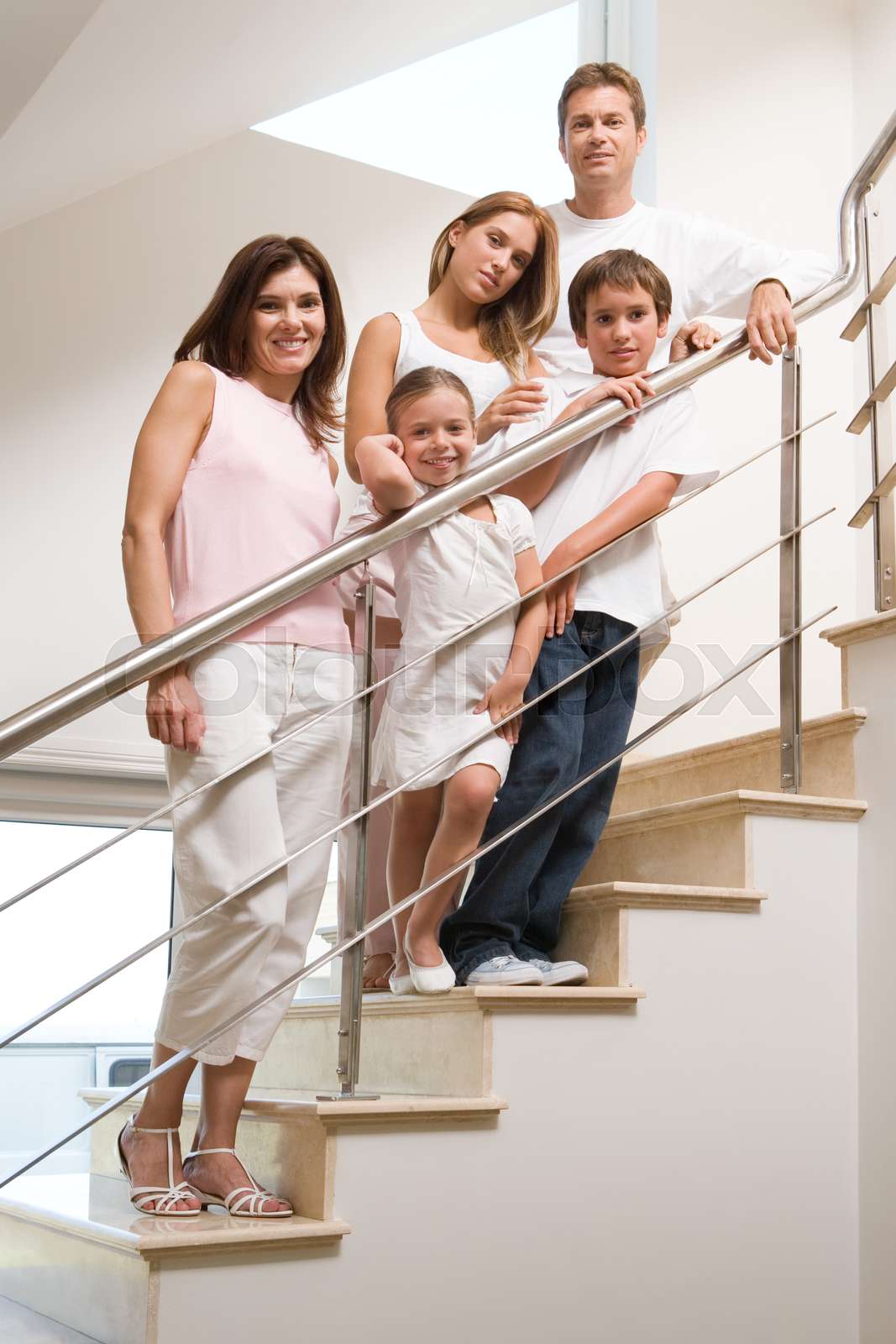 Family standing on stairs | Stock image | Colourbox