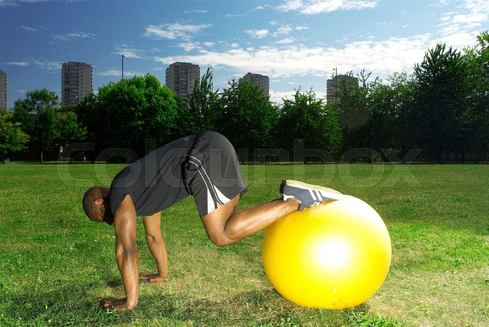 man with gym ball | Stock image | Colourbox